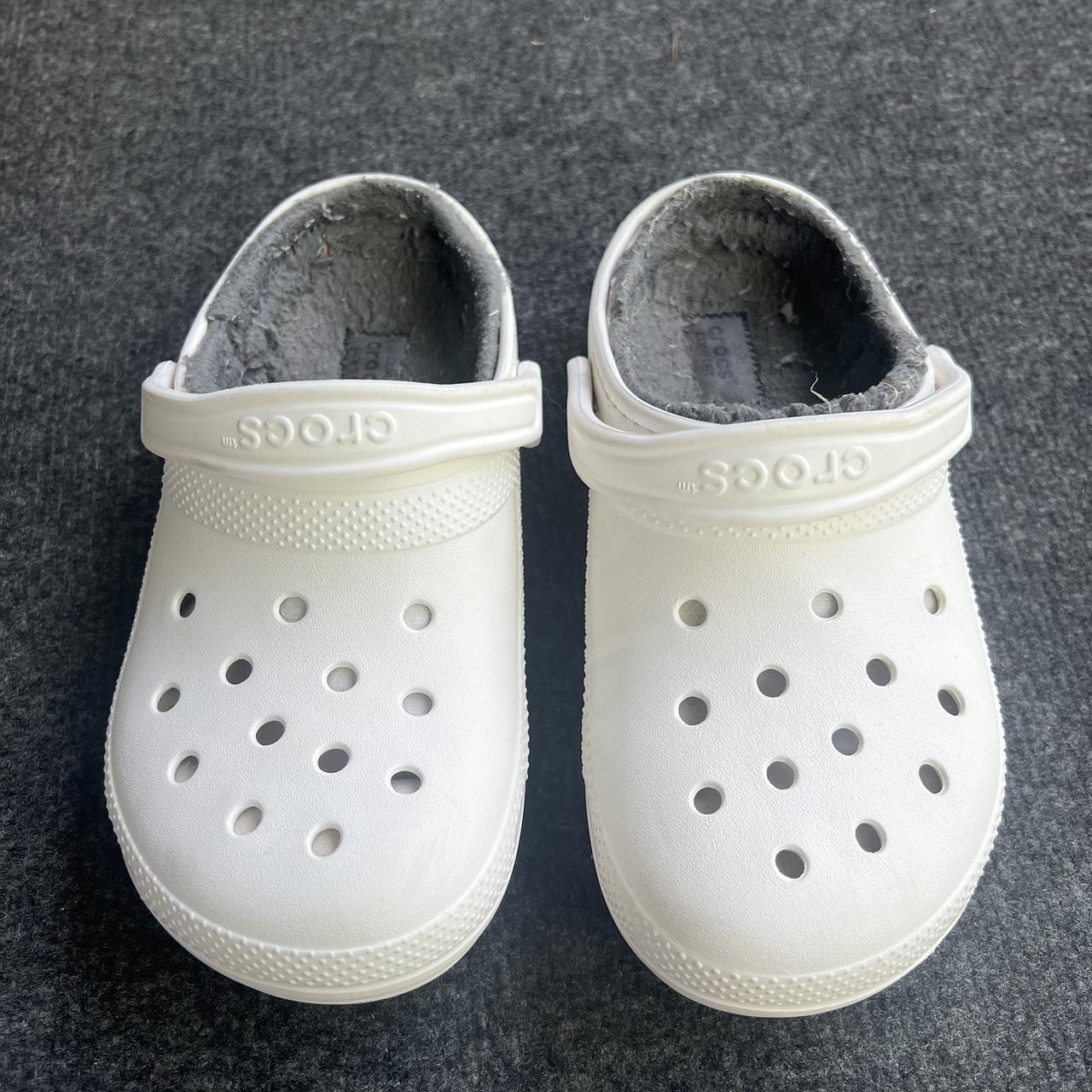 Crocs Fuzzy Classic Lined Clog White Slip On... - Depop