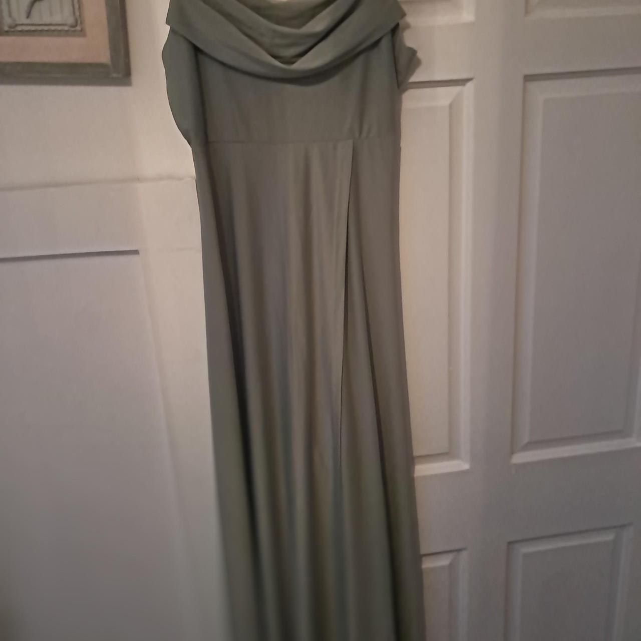 Green maxi dress with cowl neck, ideal for a special... | Depop