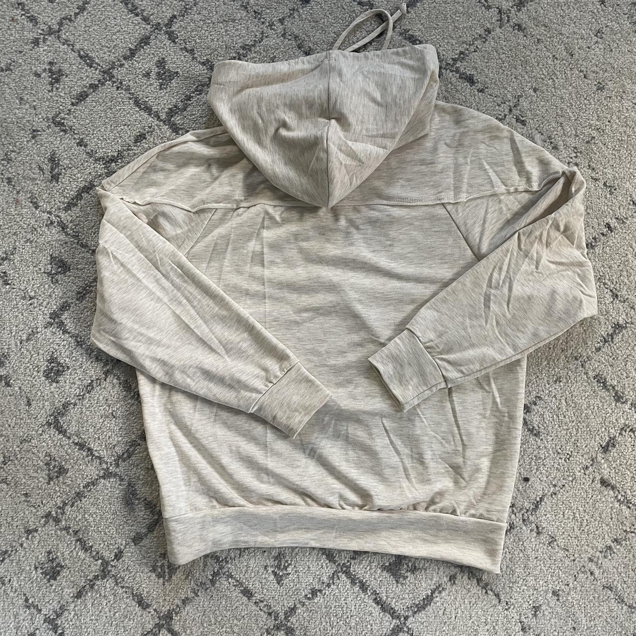 Cozy Hoodie sweatshirt Color = heathered cream... - Depop