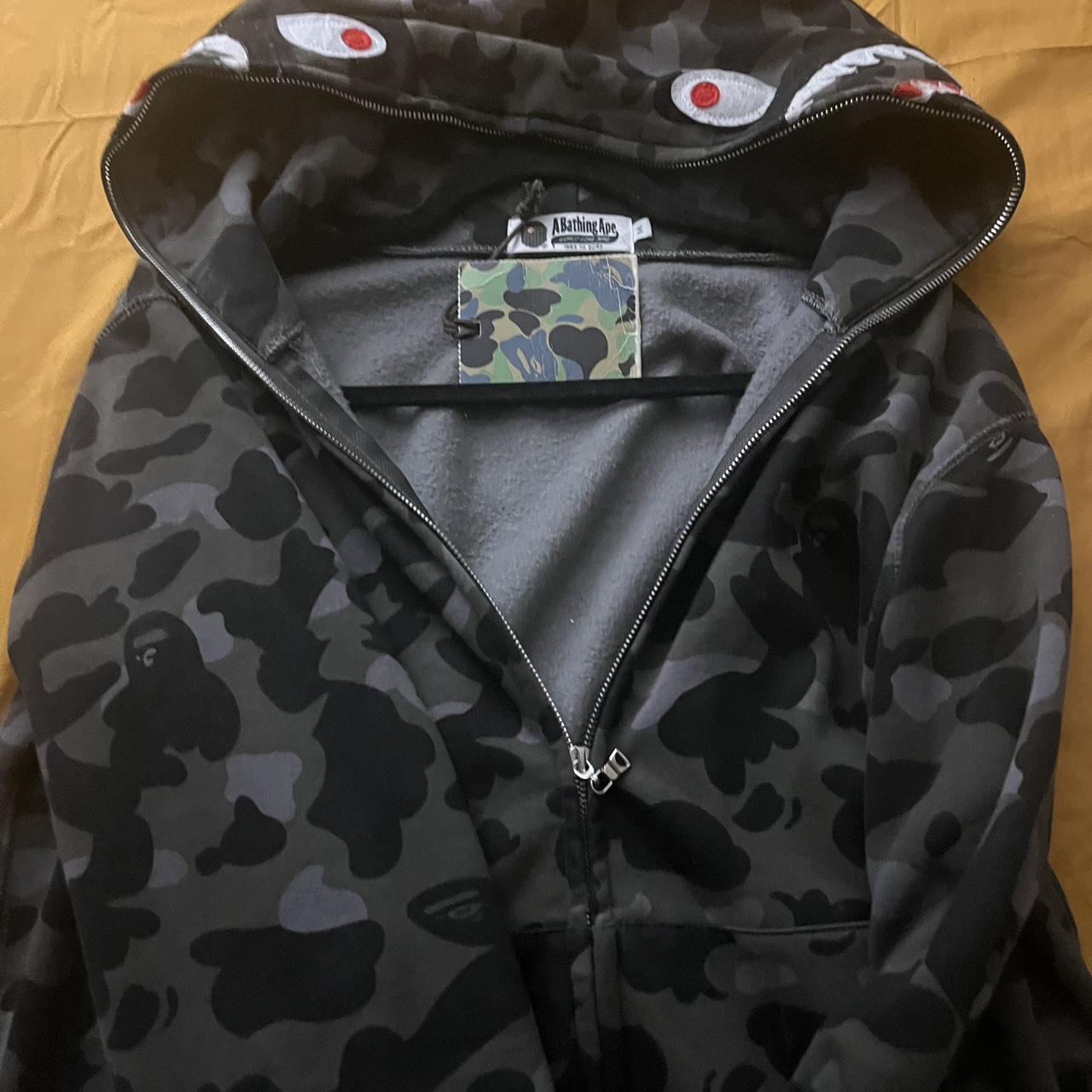 Medium black and grey Bape jacket need gone asap - Depop