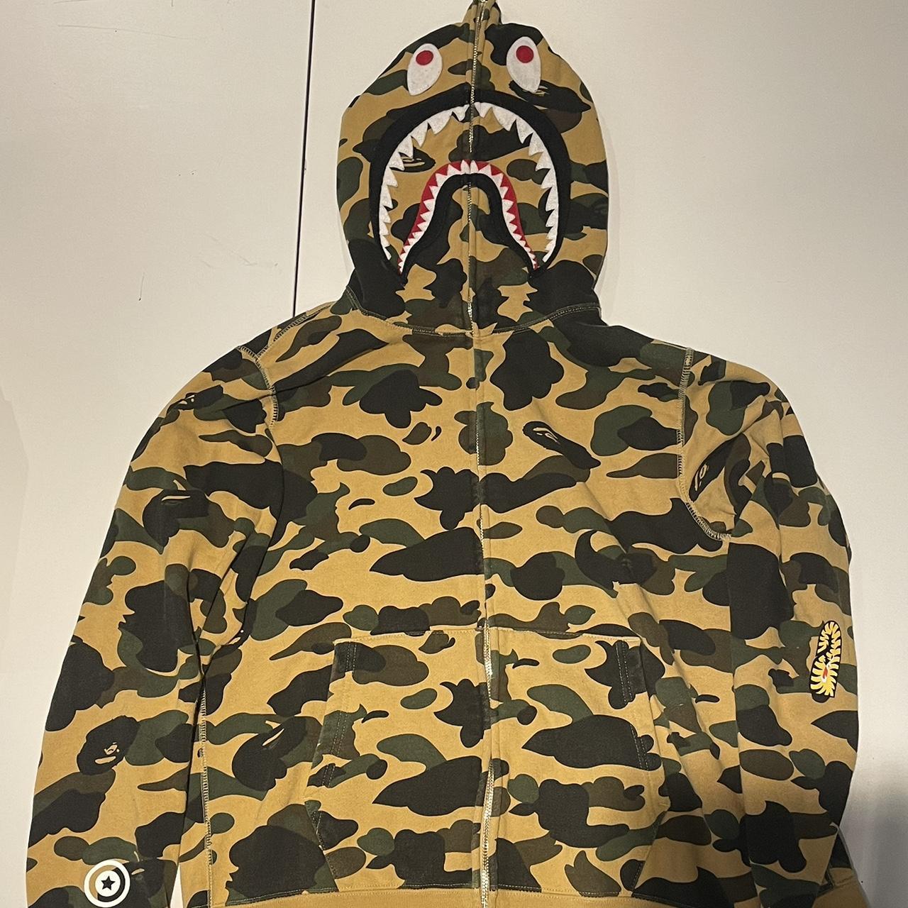 BAPE 1st Camo PONR Shark Full Zip Hoodie 100%... - Depop