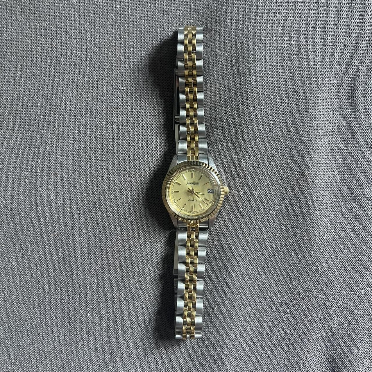 two-toned vintage quartz neiman marcus watch gold... - Depop