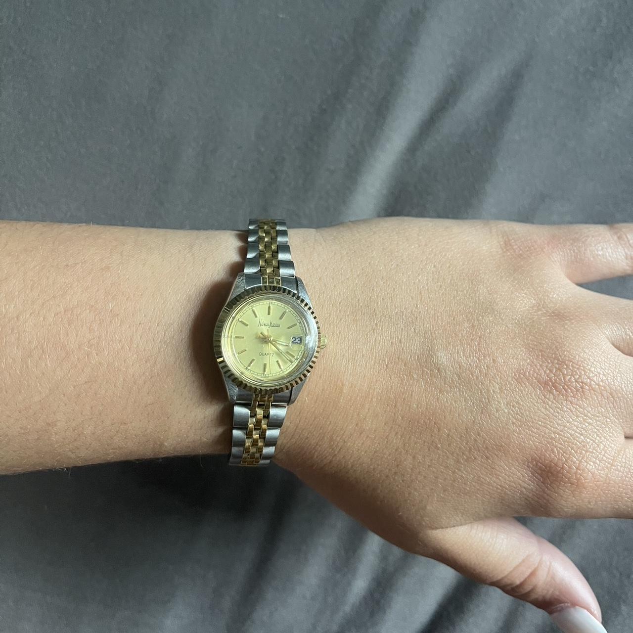 two-toned vintage quartz neiman marcus watch gold... - Depop