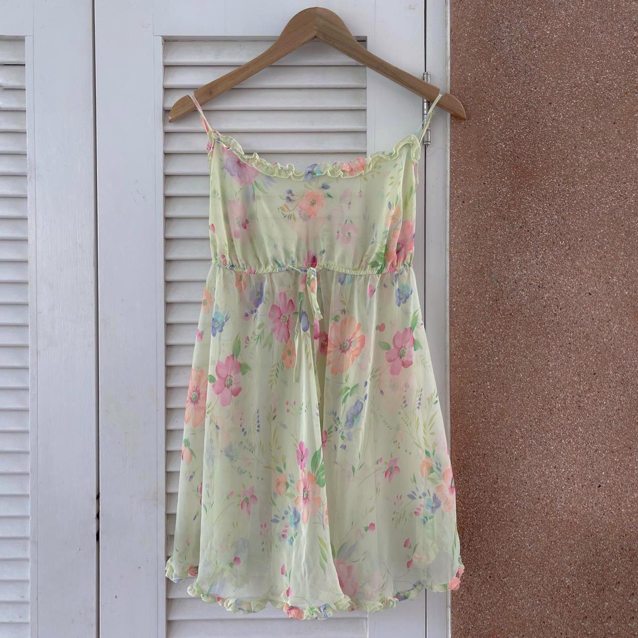 vintage victoria's secret green floral chiffon dress... - Depop vintage victoria's secret green floral chiffon dress... - Depop