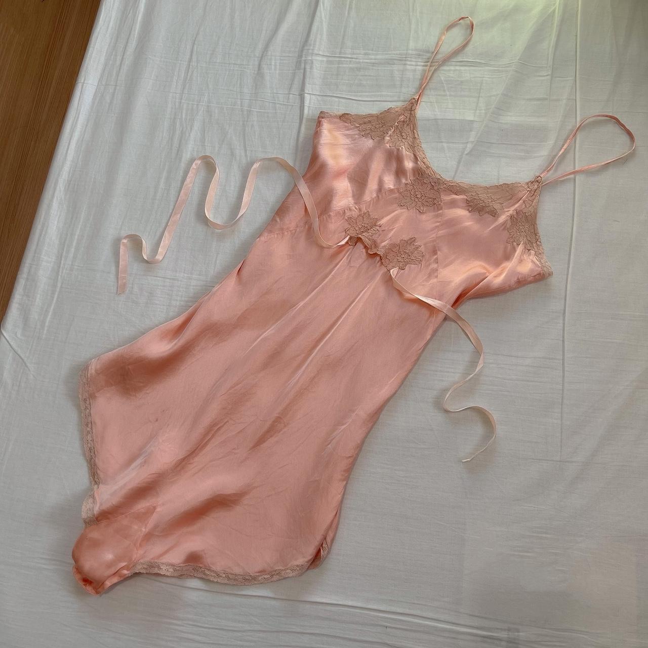 Vintage Romantic Peach Silk Teddy Size M Fits S Depop