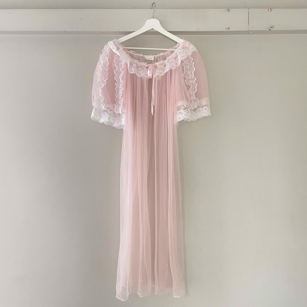 Vintage Romantic Pink Robe (S-M) length: 48... - Depop
