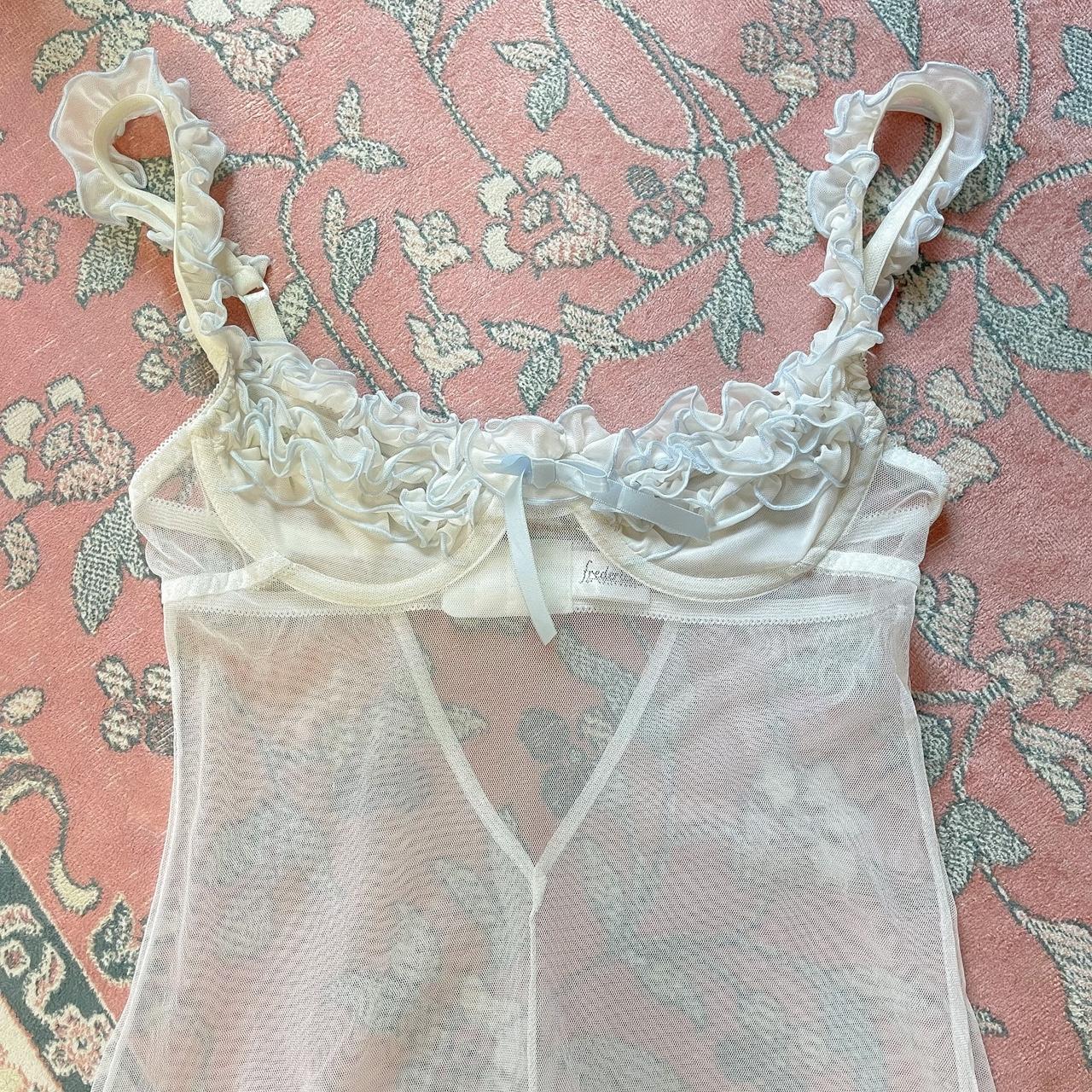 Cute White Blue Mesh Sheer Mini Dress... | Depop