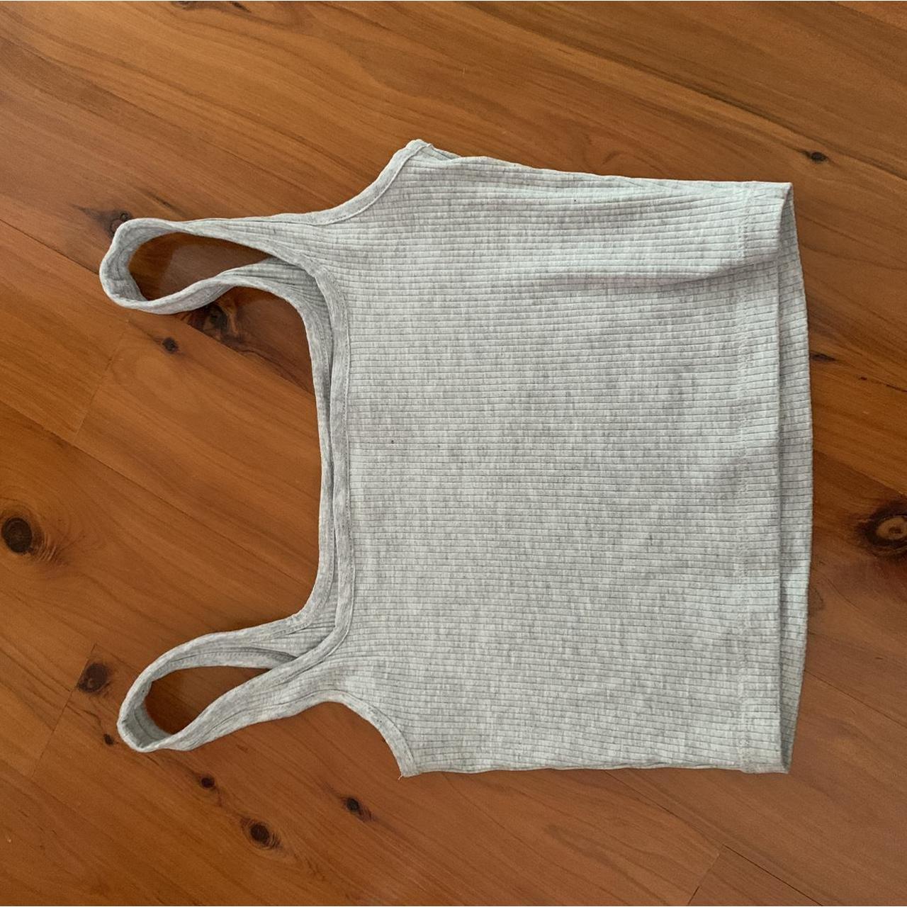 GREY PUMA CROPPED TANK square neck Women’s size... - Depop