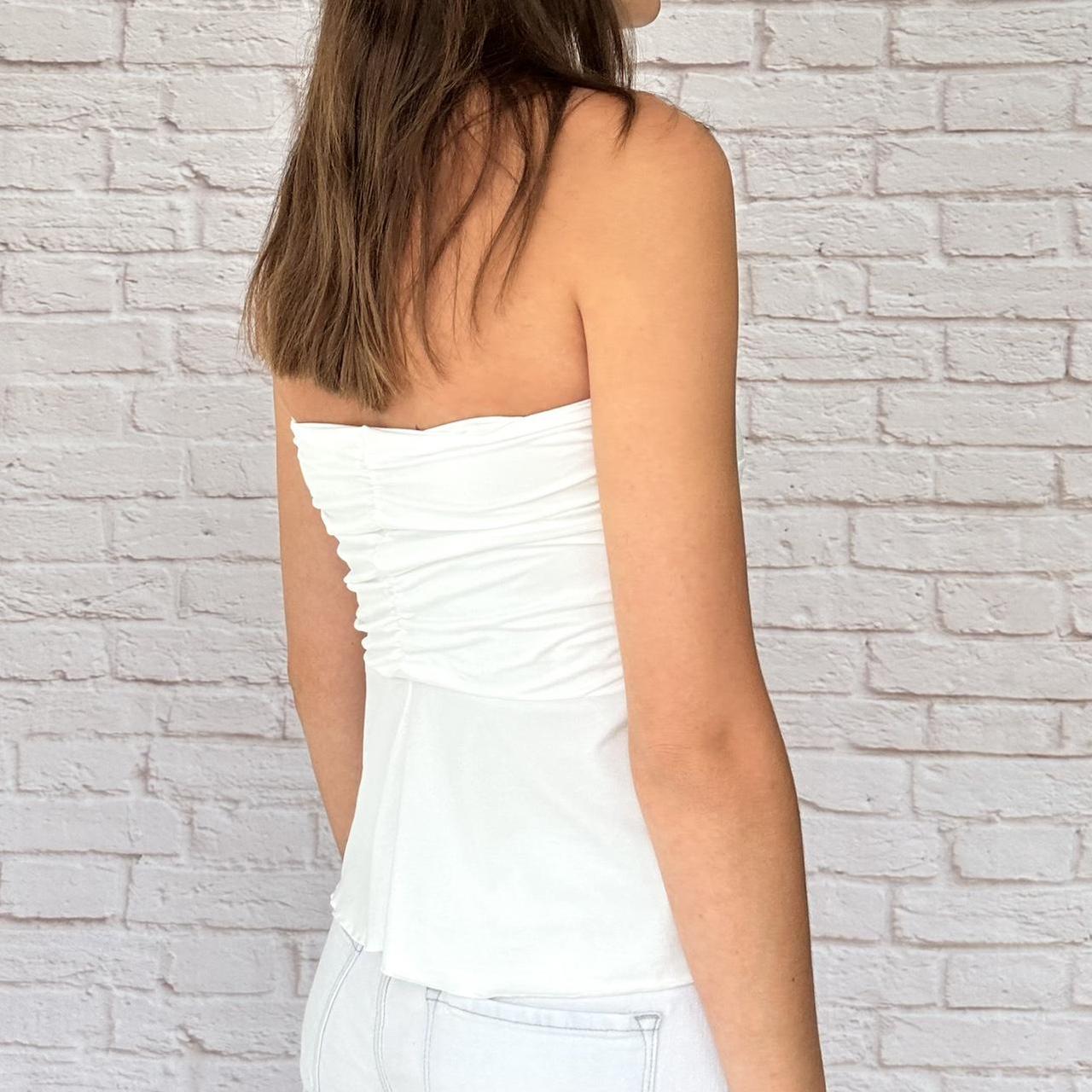 Strapless top Cute stretchy white cotton bandeau... - Depop