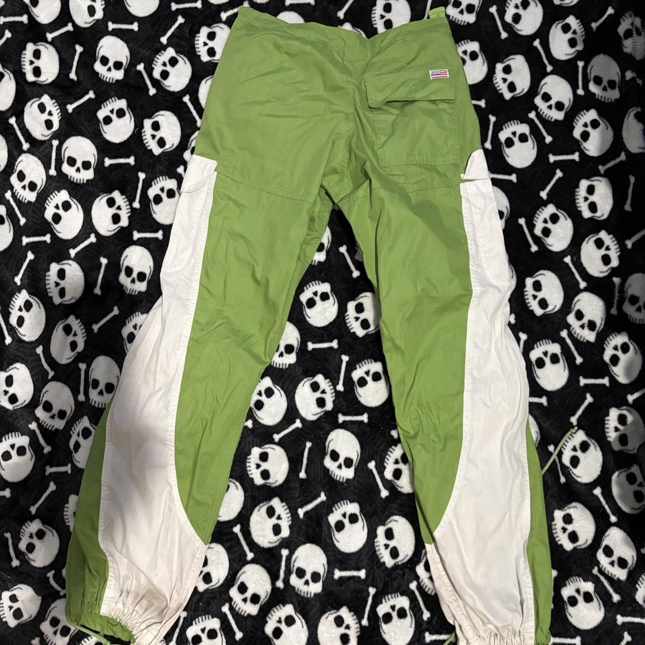 2000s UFo green and white rave pants small stains... | Depop
