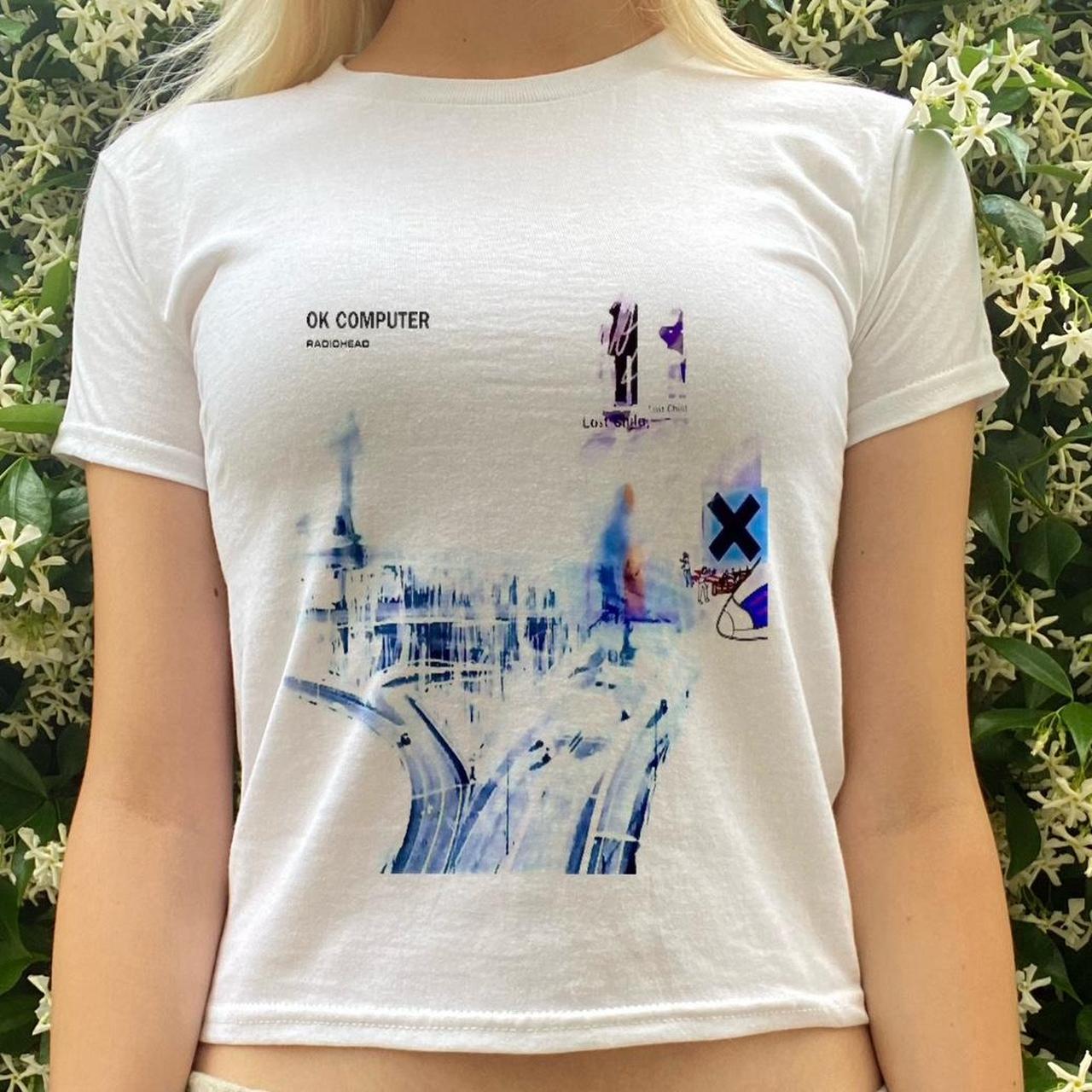 🎸 super cute Radiohead baby tee🎸 -size small-large... - Depop