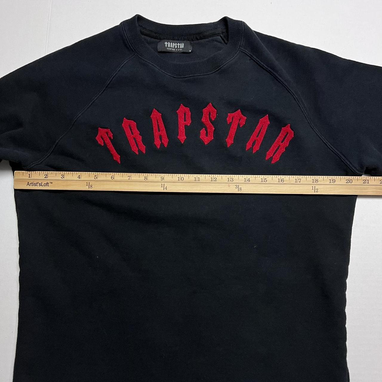 Trapstar pullover sweatshirt in black with red... - Depop