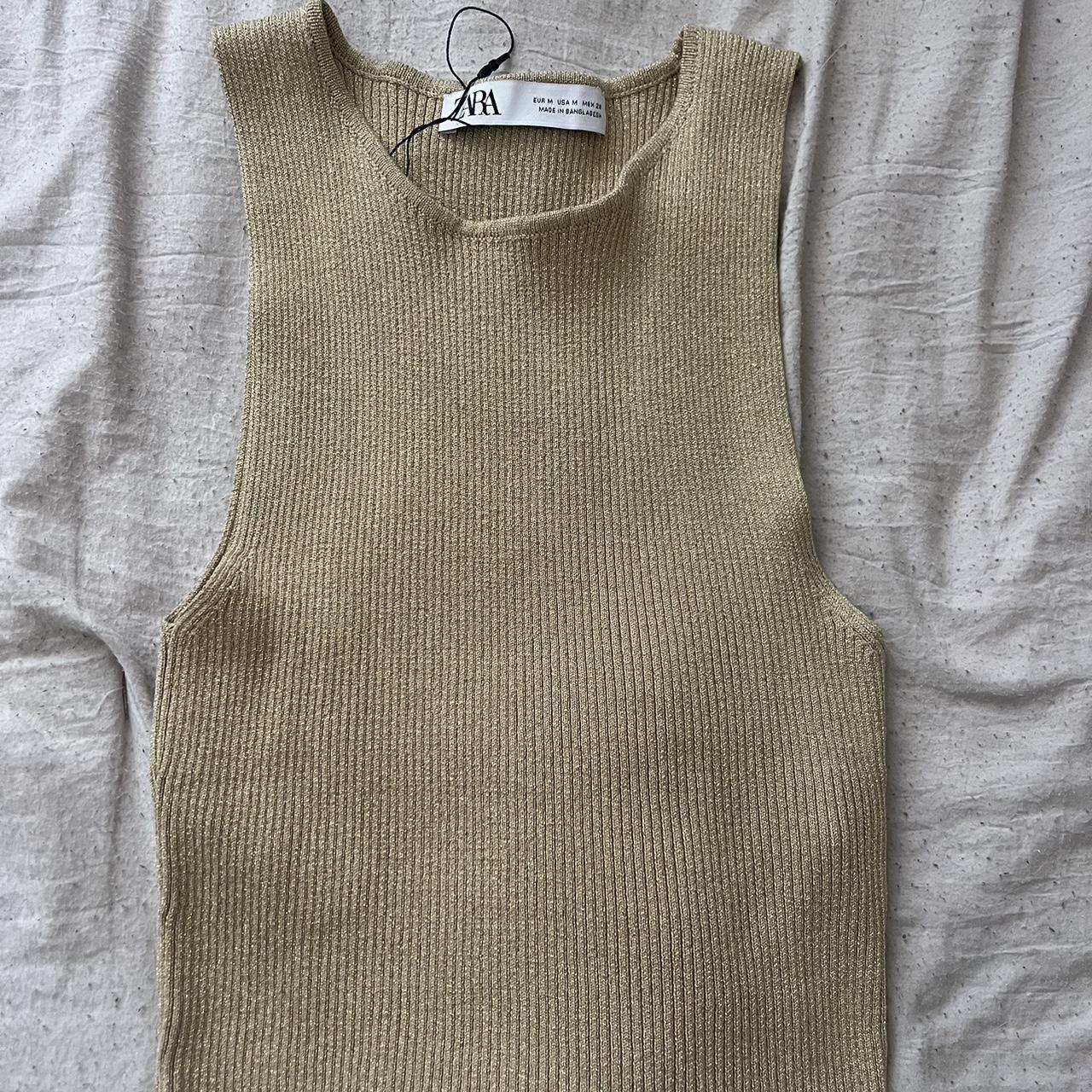 Zara glittery gold top Size M Never worn #zara #top - Depop