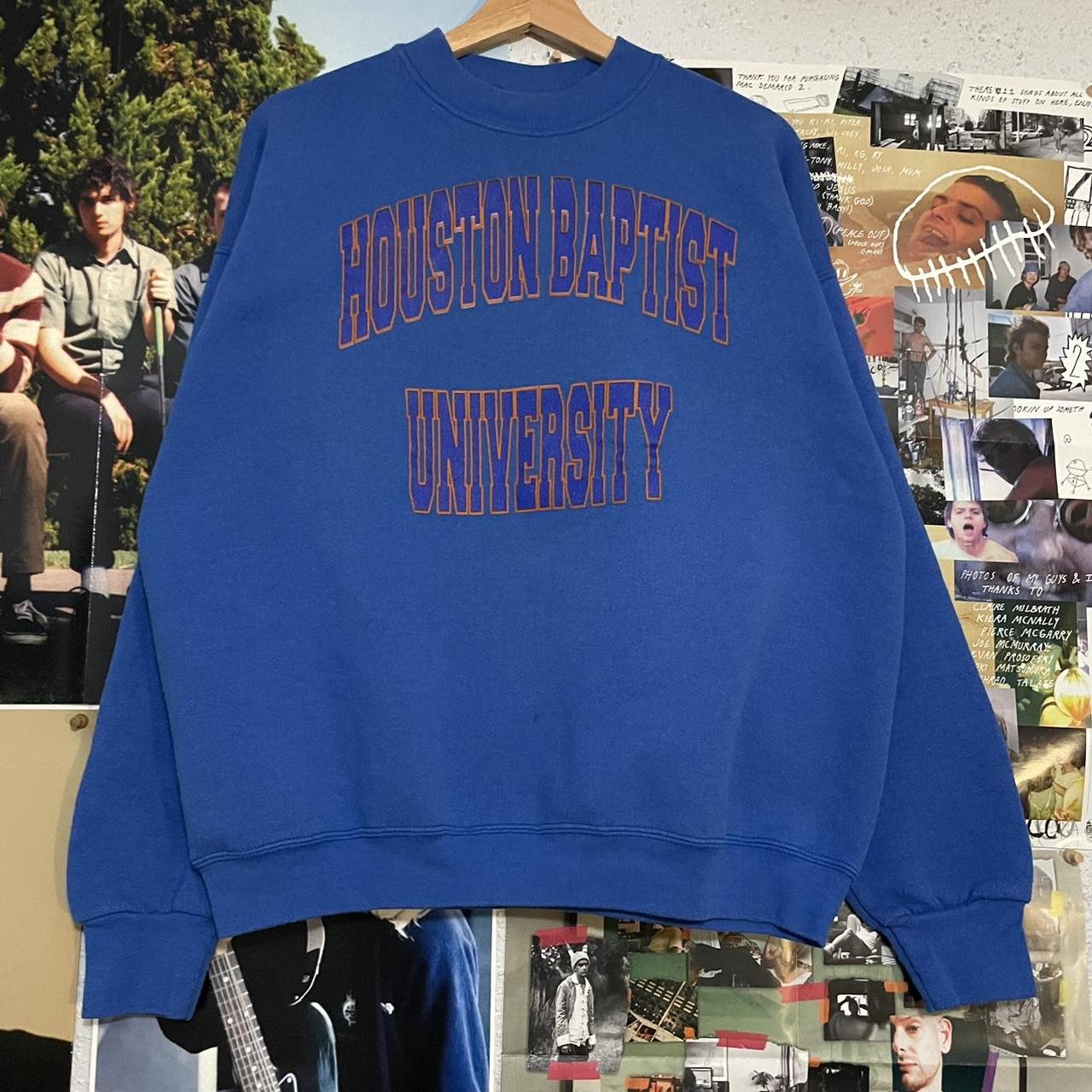 90s Houston Baptist University sweater Mint... - Depop