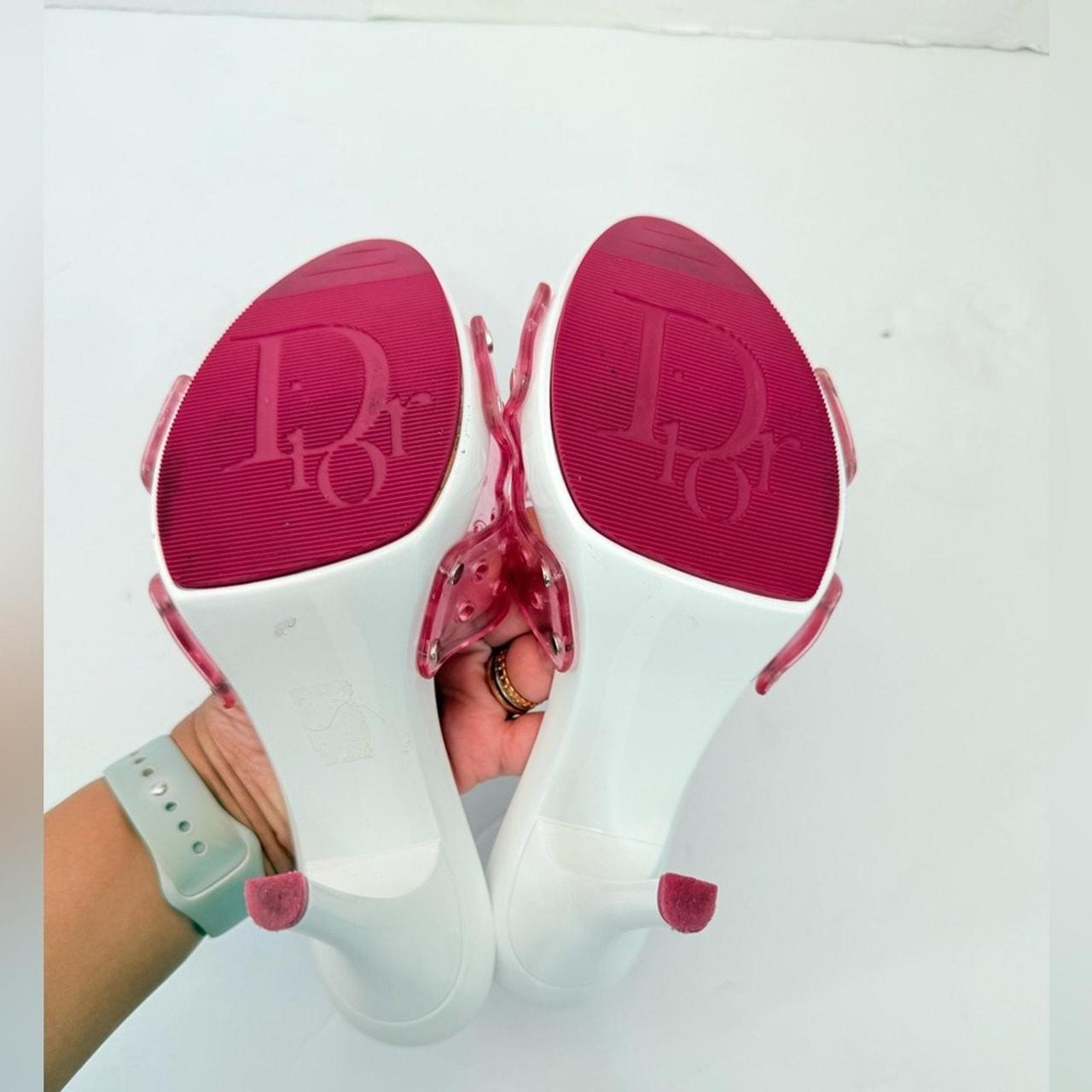 Christian Dior Vintage Pink PVC Logo High Heel Mules... | Depop