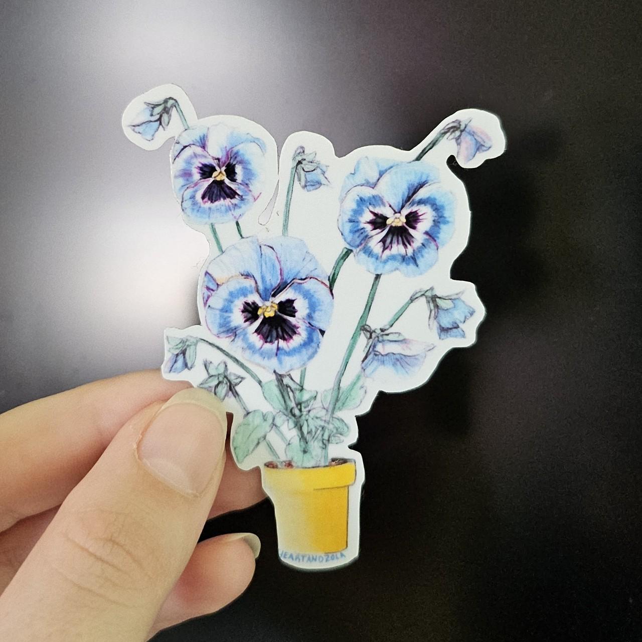 3 Inch Waterproof Vinyl Pansy Sticker Choose between... - Depop