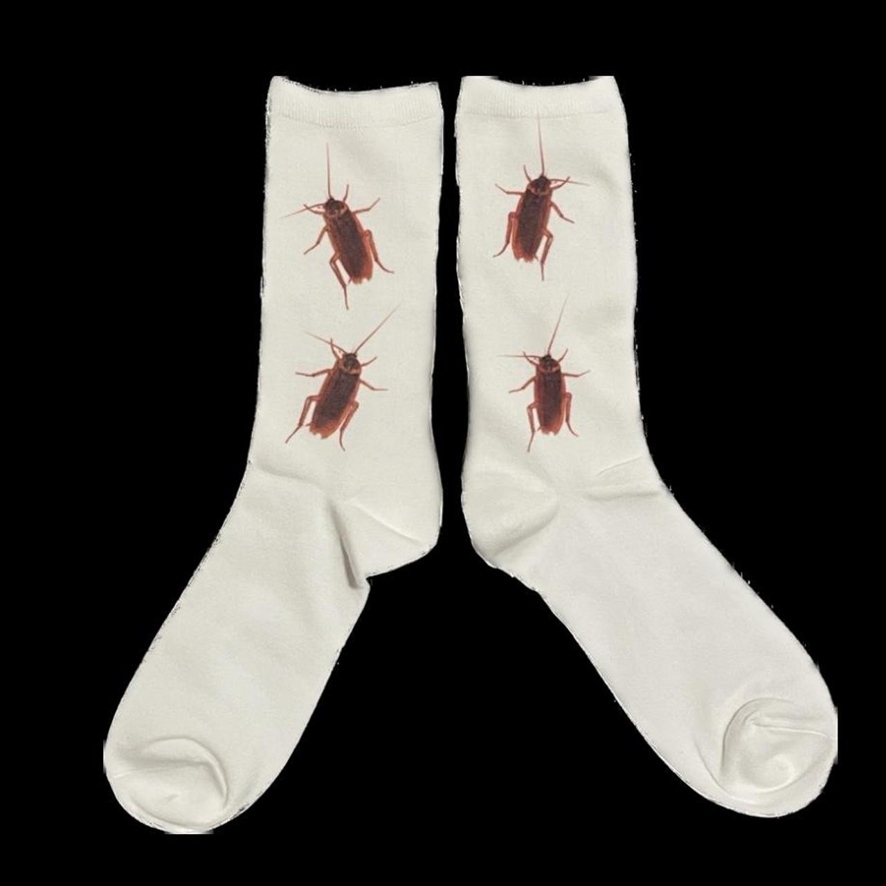🪳cockroach hand printed socks 🪳 unique handmade... - Depop