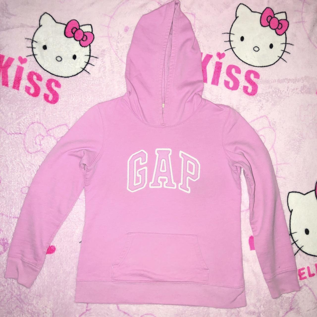 y2k gap baby pink pullover hoodie size small... - Depop