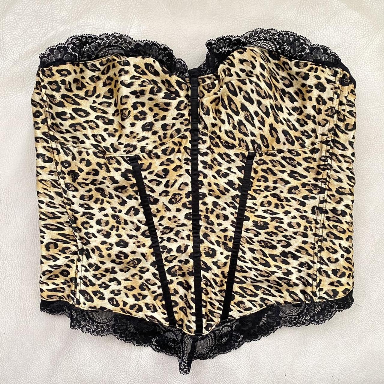 vintage cheetah print corset top pit to pit... - Depop