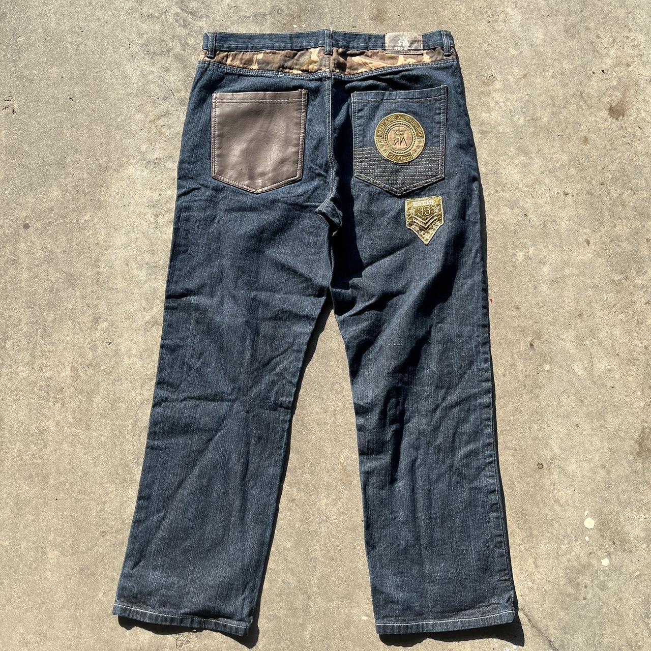 Red Ape Jeans y2k Vintage baggy denim Embroidered... - Depop