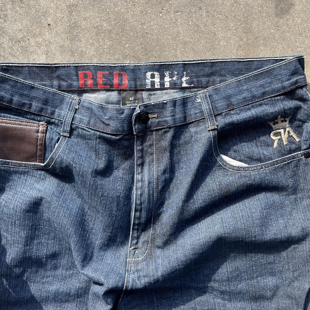 Red Ape Jeans y2k Vintage baggy denim Embroidered... - Depop