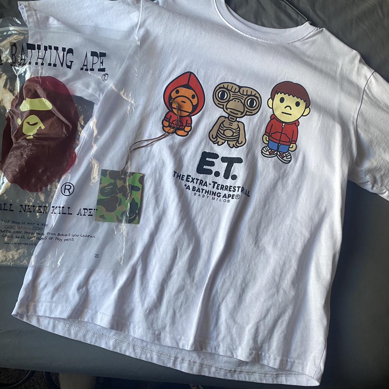 Bape E.T shirt Tag says xl fits like a L Worn once - Depop