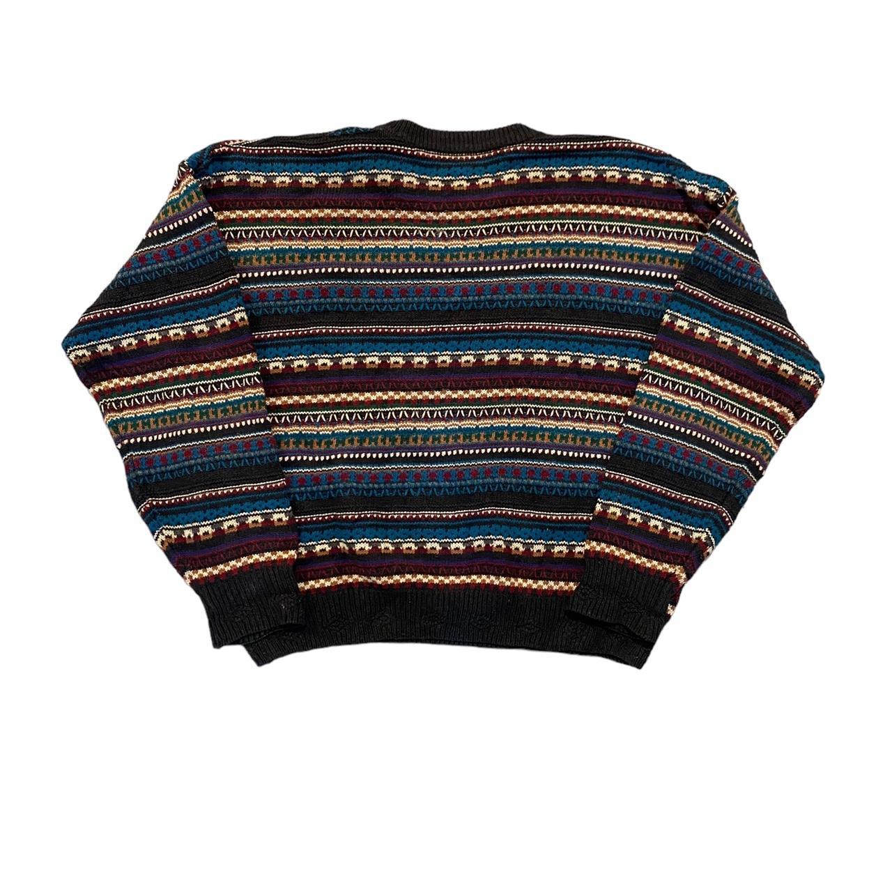 Vintage abstract knitwear 1990s pattern sweater... - Depop