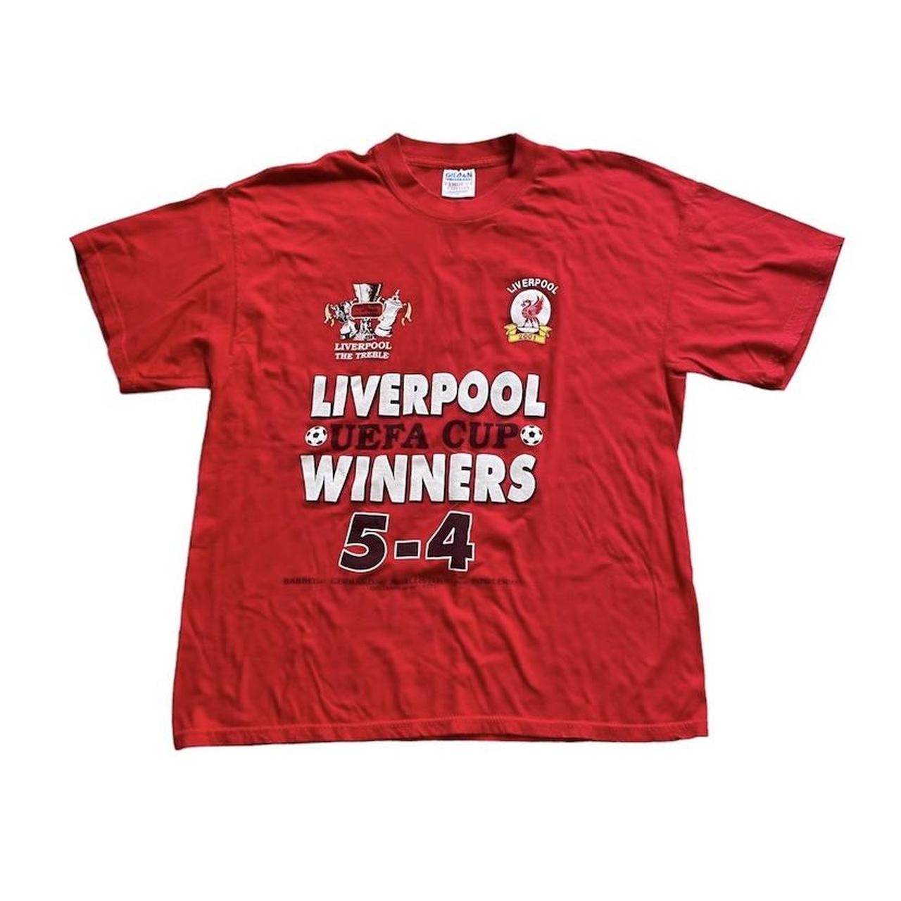 Vintage Liverpool UEFA cup final tshirt 2001 skater... - Depop