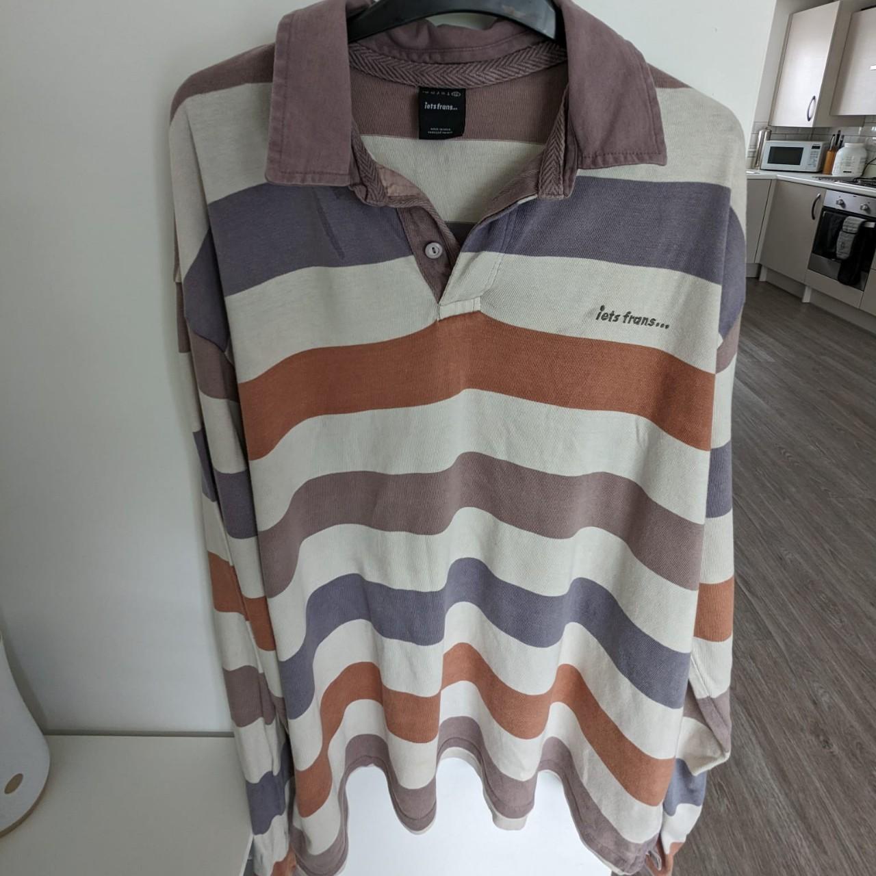 Urban outfitters striped rubgy style longsleeve top... - Depop