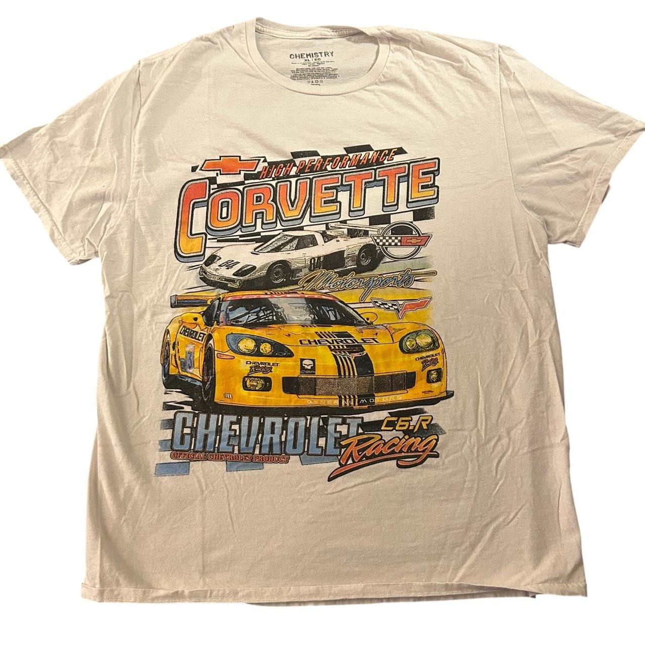 XL white chevrolet corvette racing... - Depop