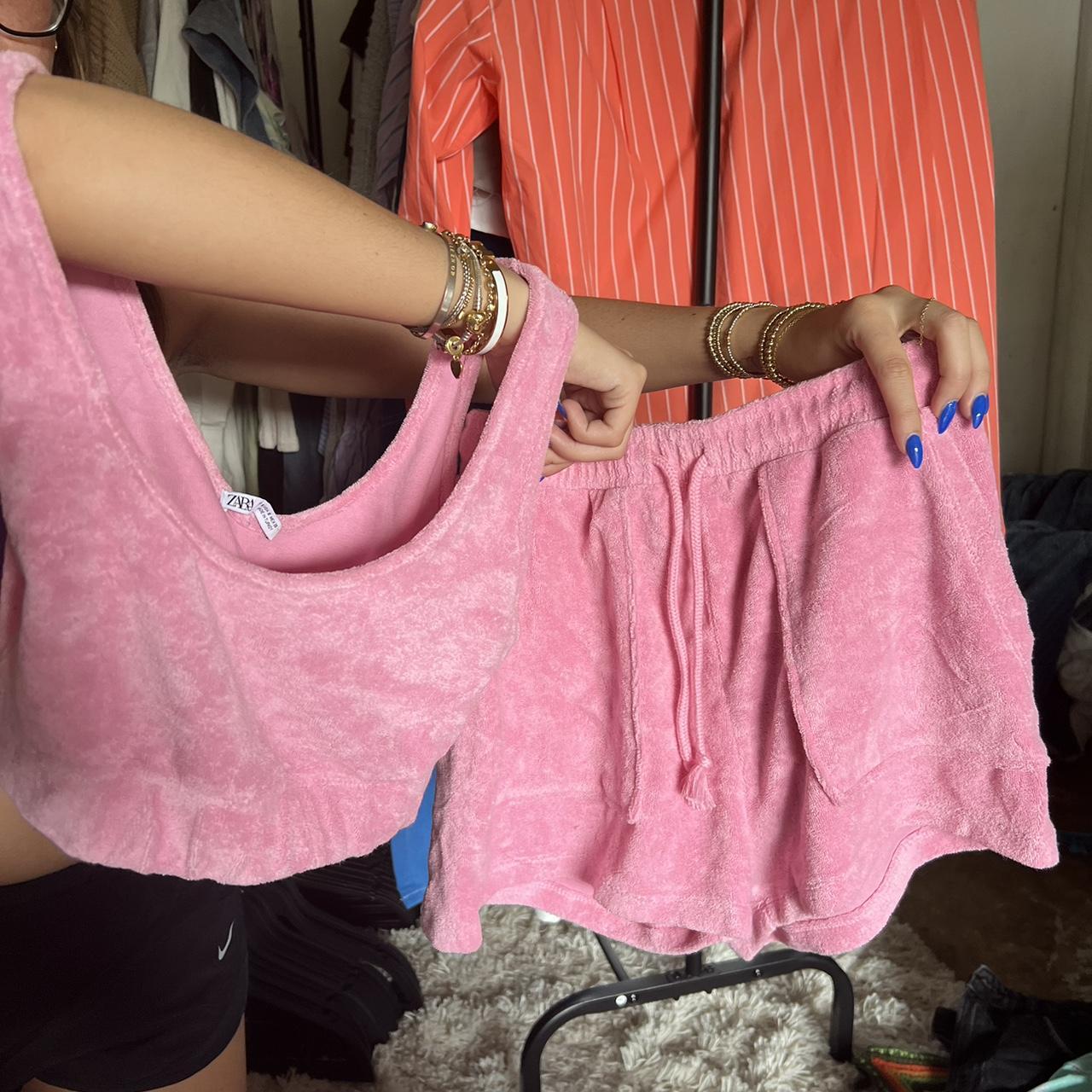 Zara pink terry cloth set size small - Depop