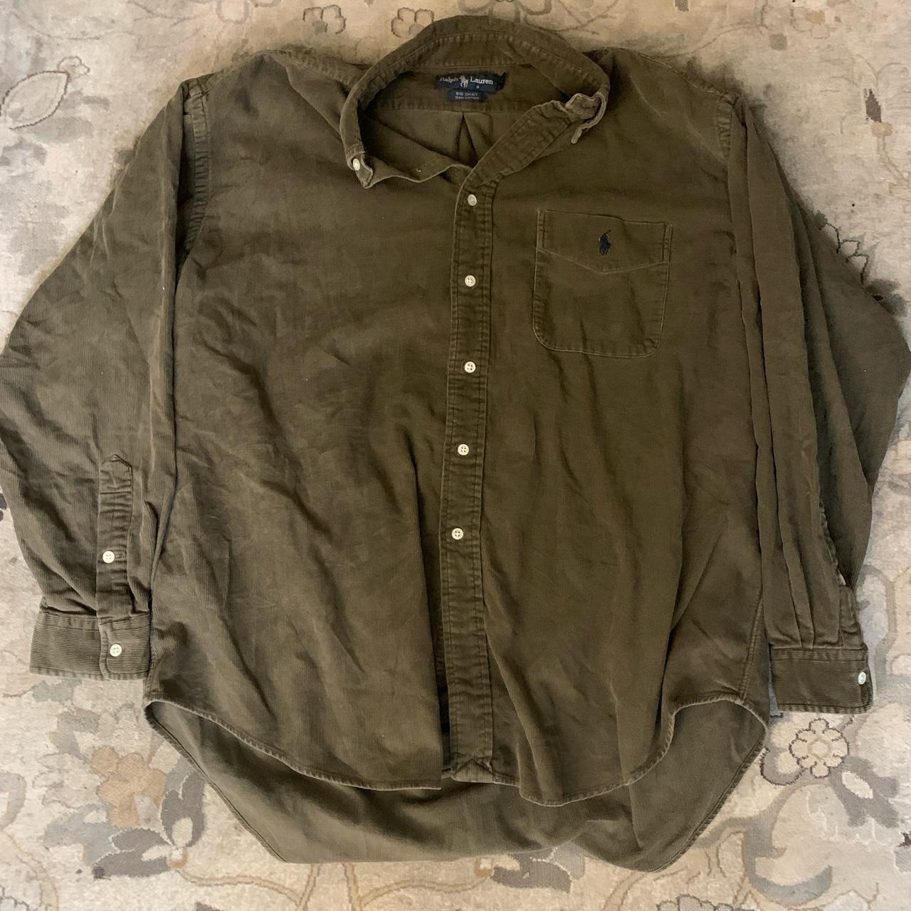 Ralph Lauren Greenish brown corduroy button up size... - Depop