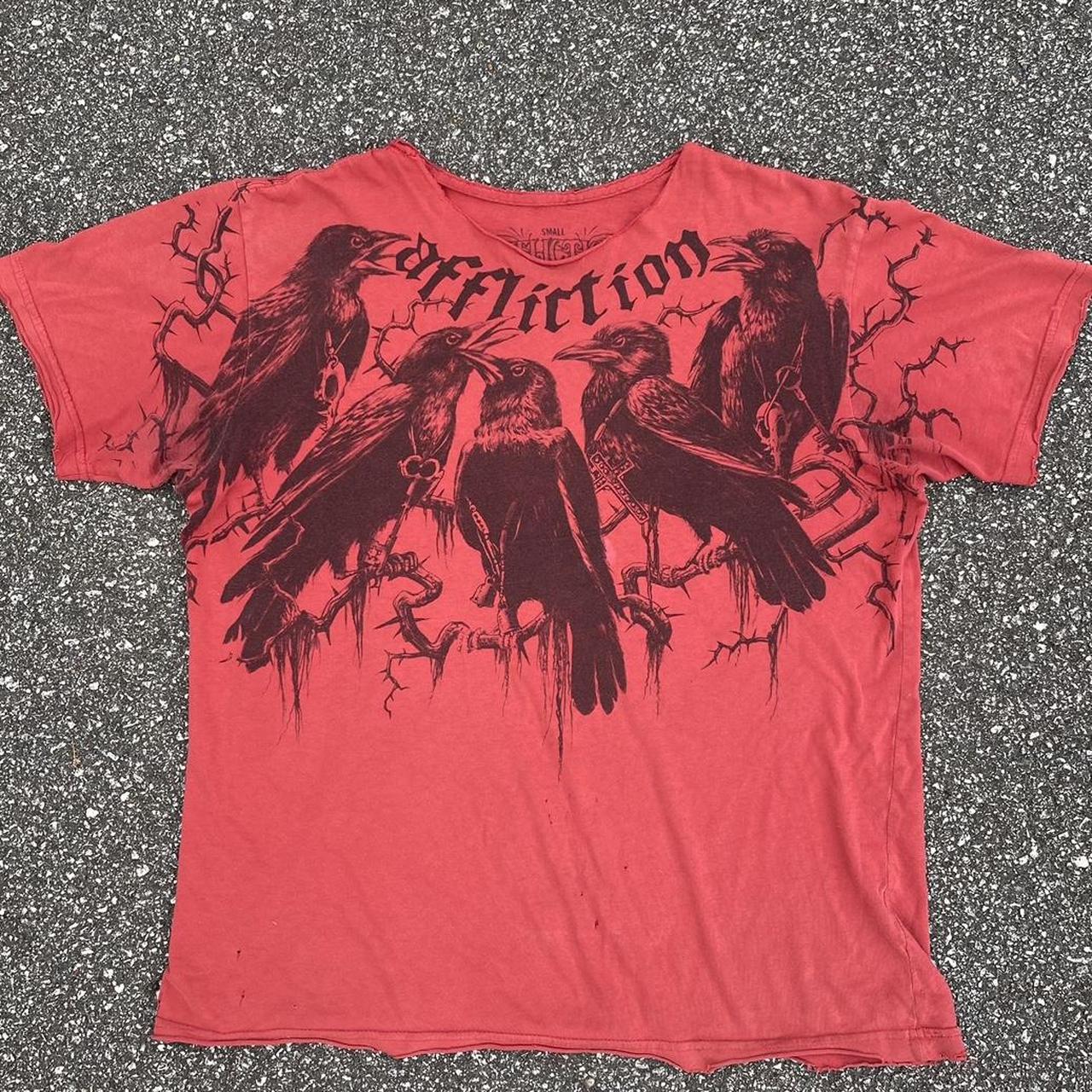 Affliction Men's Red T-shirt | Depop