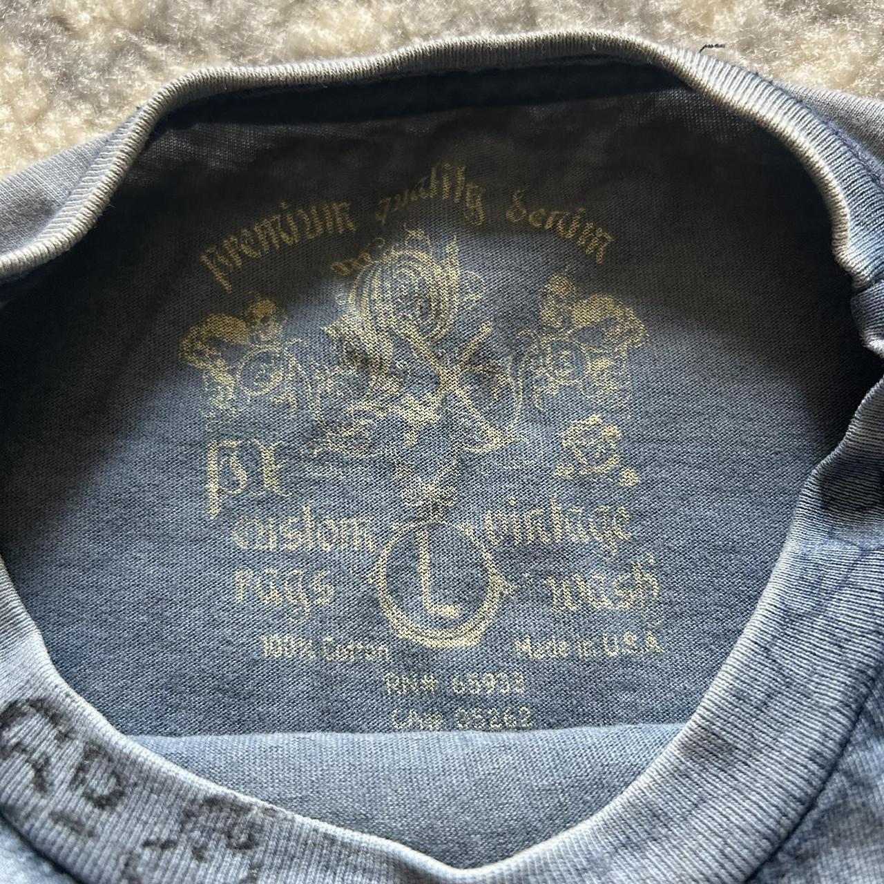 Y2K Grunge Affliction style shirt with skulls and... - Depop