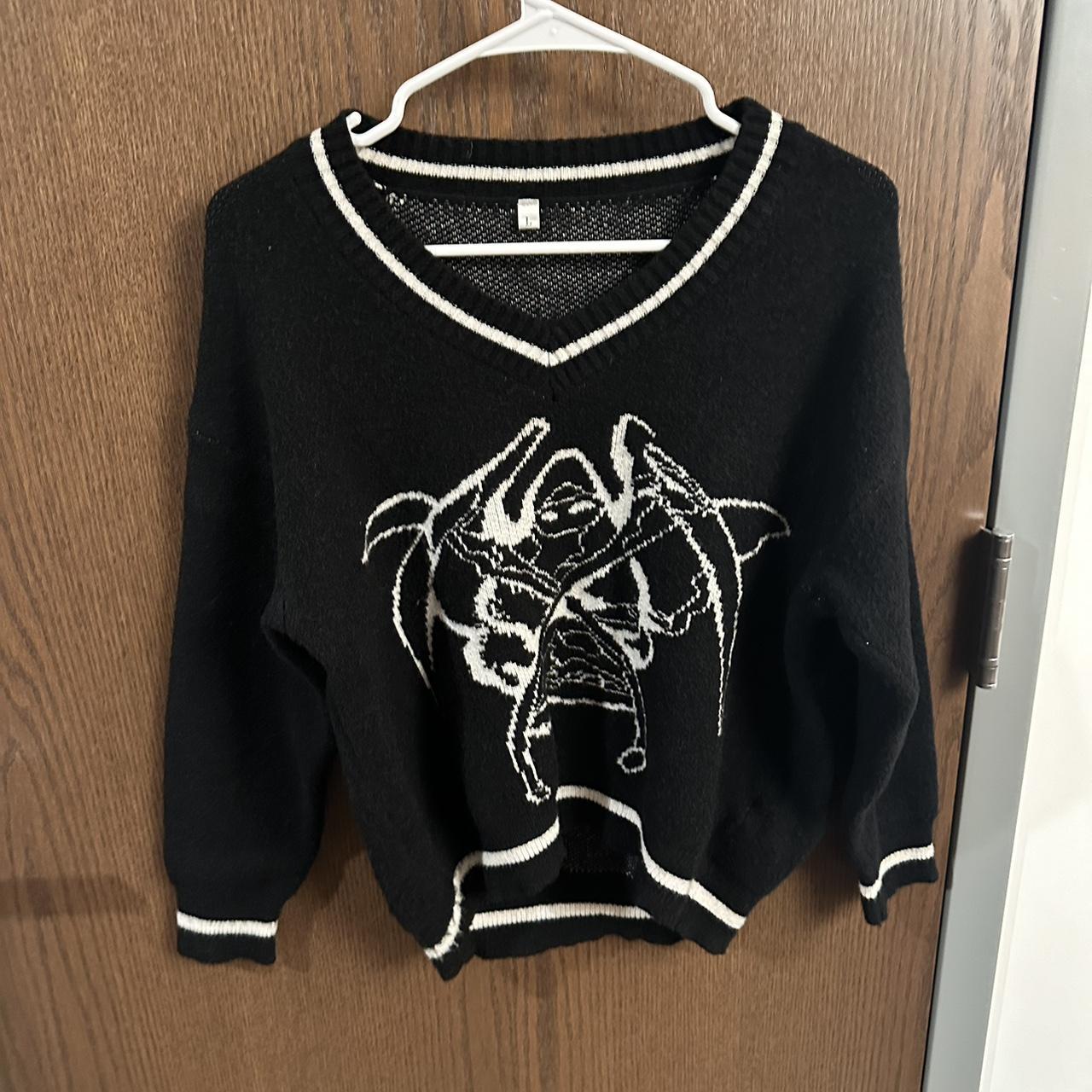 Graphic design pirate knitted sweater 8/10... - Depop
