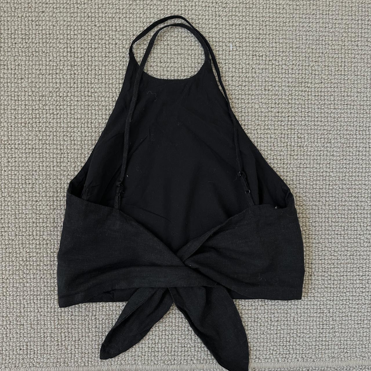 Glassons black open back, halter crop top with tie... - Depop