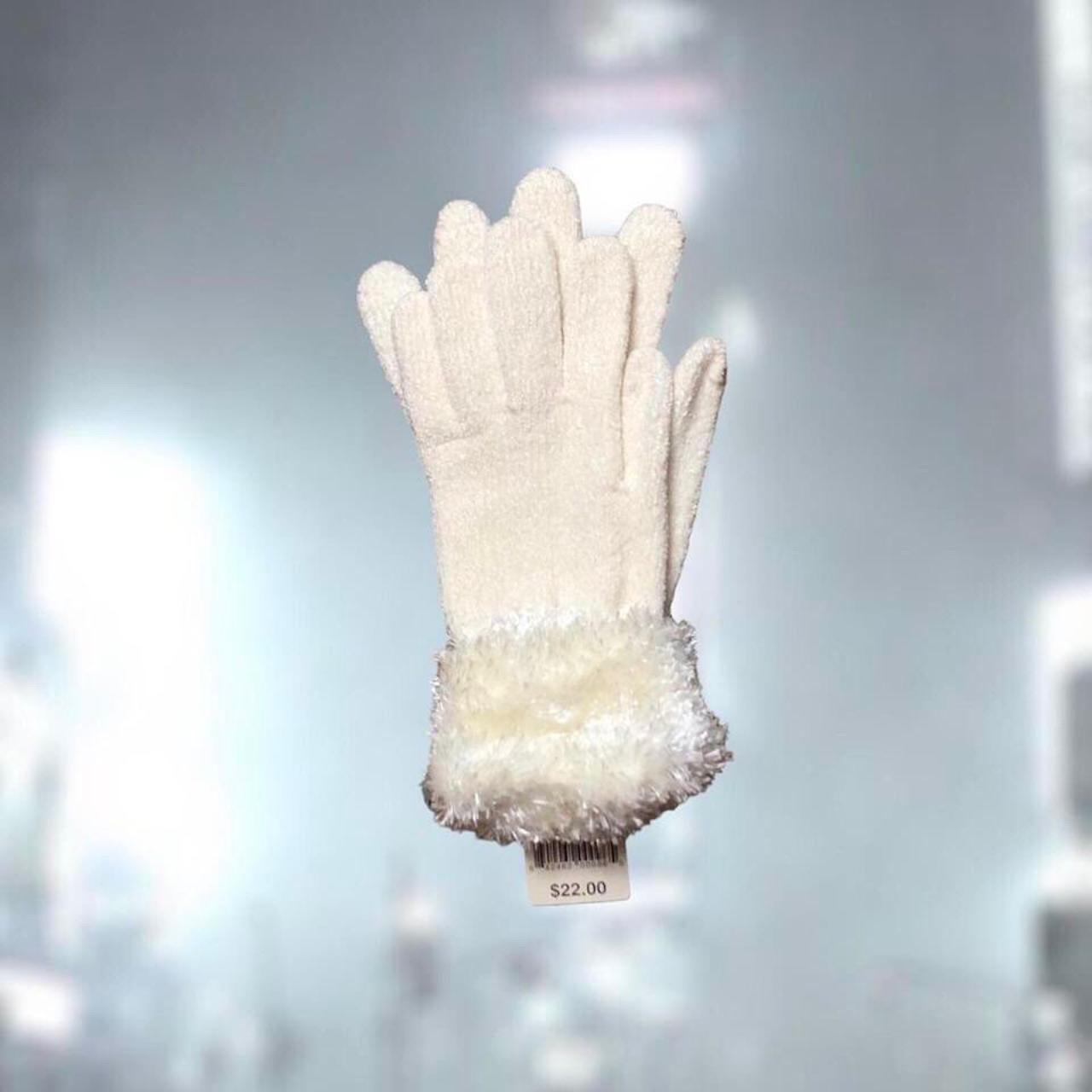 White Gloves w/ Fur Trim #winter #wintercore #cyber... - Depop