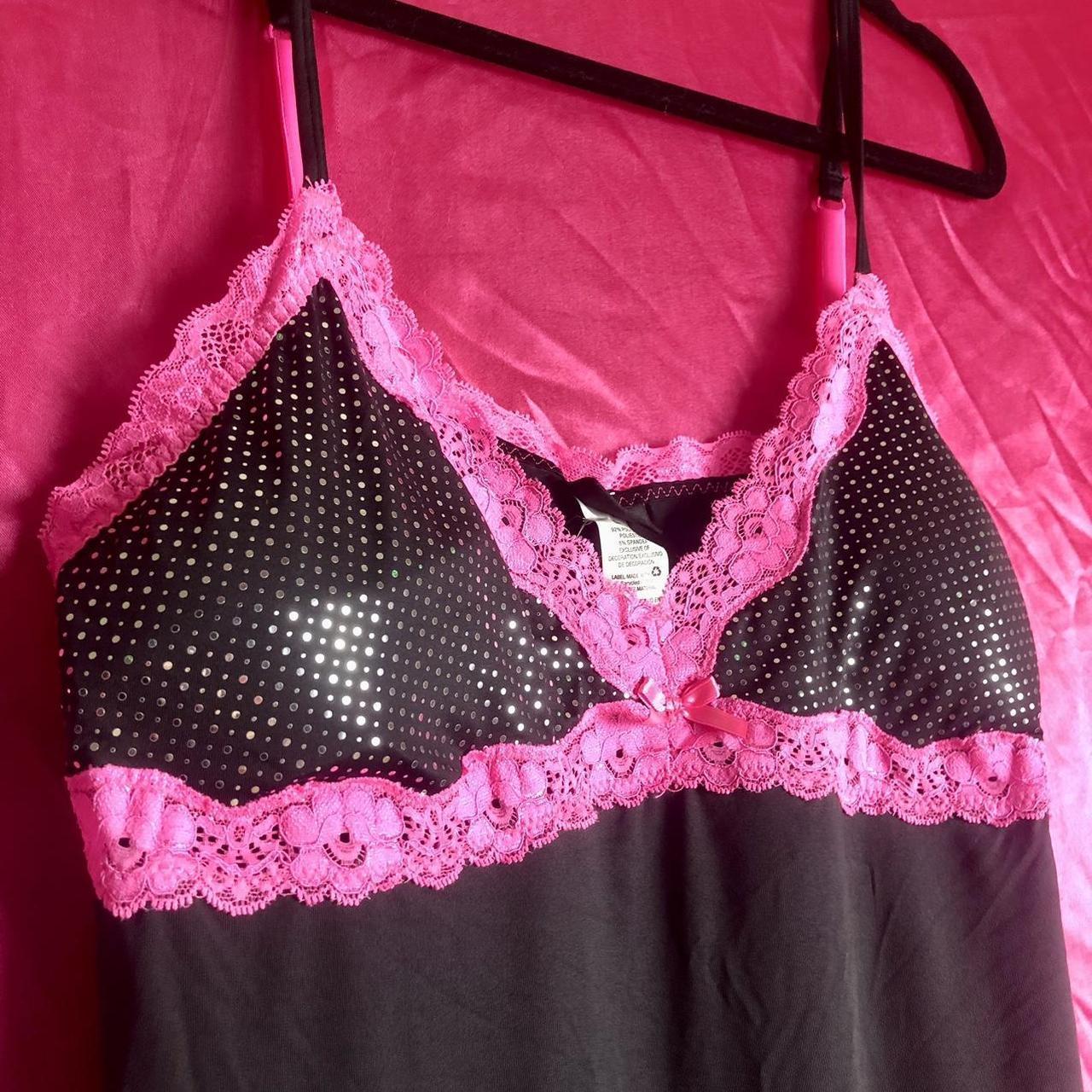 '90s Joe Boxer Pink and Black Lingerie Slip #sexy... - Depop