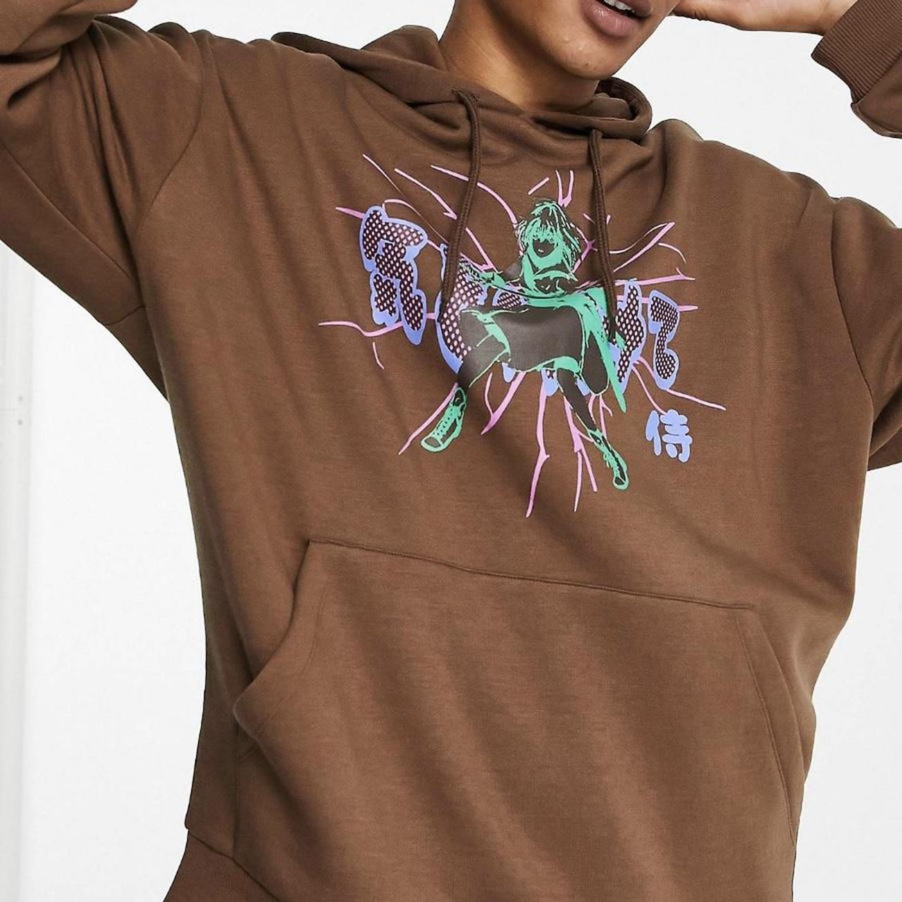 brown graphic hoodie. Great quality, worn a few... - Depop