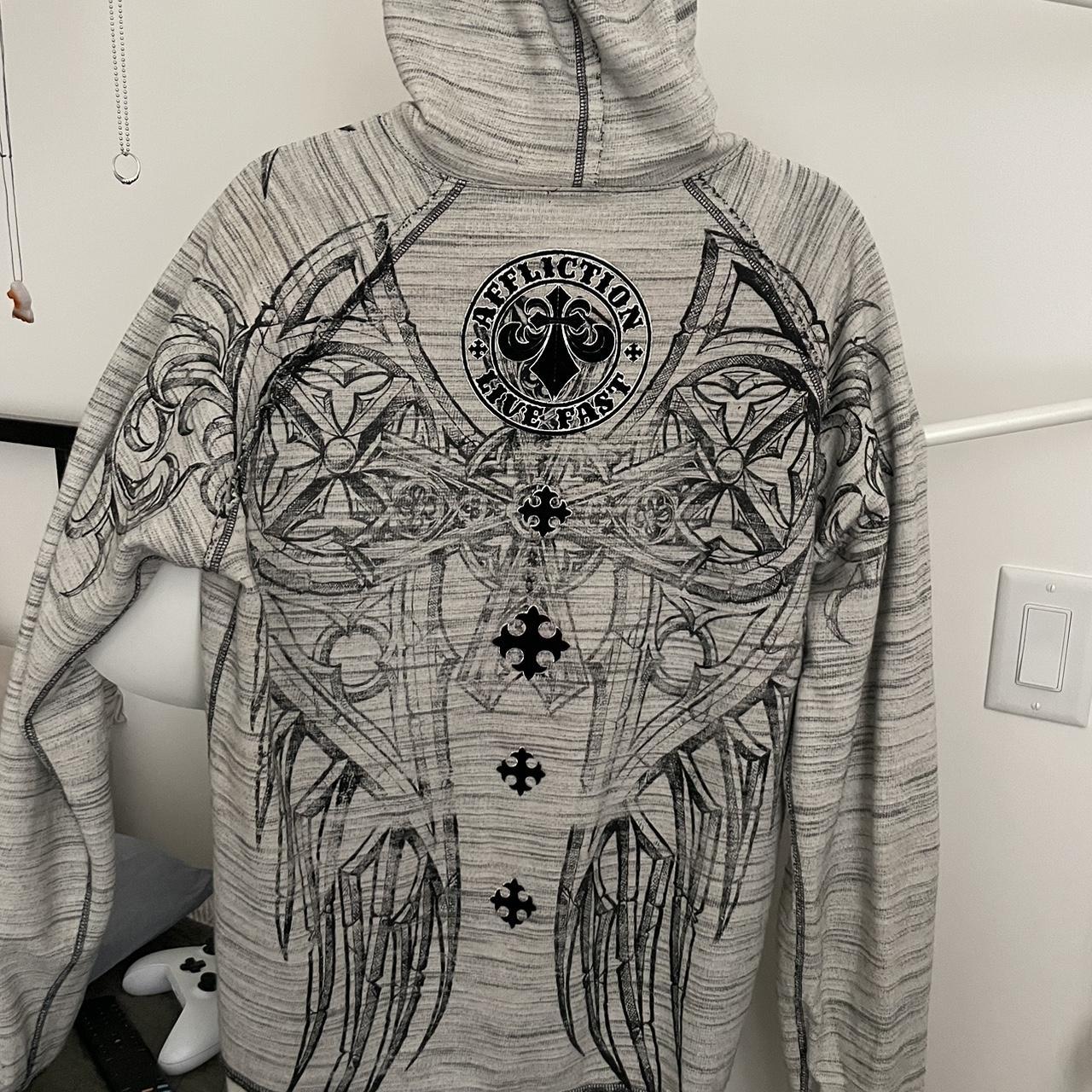 double sided affliction zip up bad ass piece i’ve... - Depop