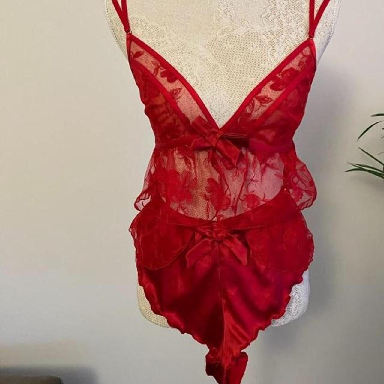 Bright red lingerie night set Pyjamas, house wear,... - Depop