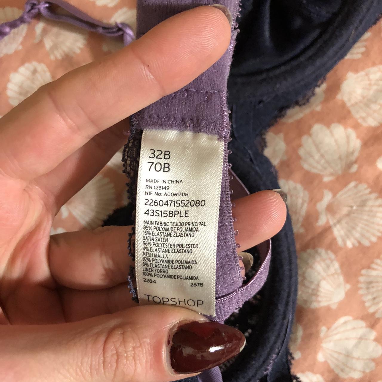 Topshop lilac bra Lilac satin with navy lace cups.... - Depop