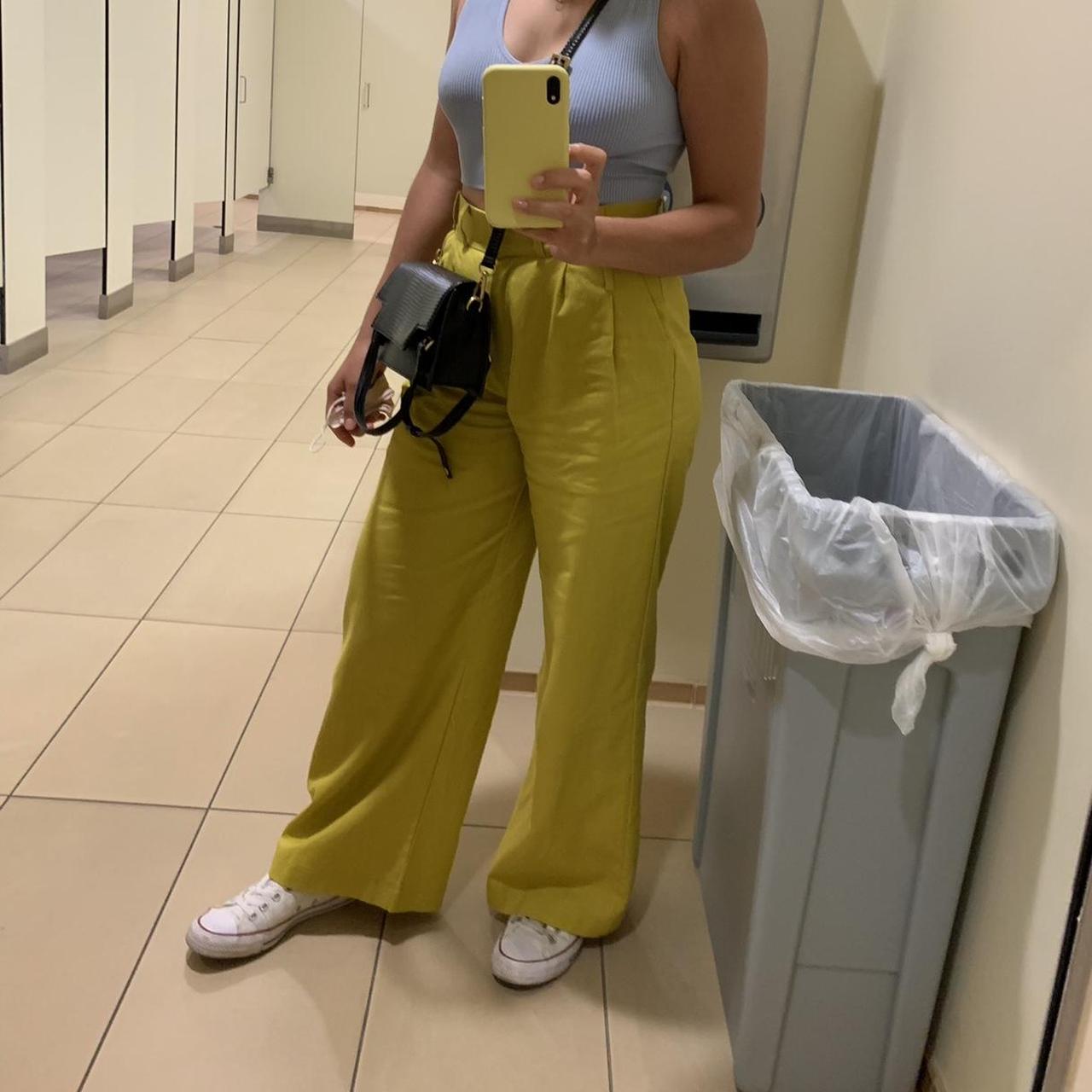 Mustard yellow linen trouser pants Bought at a... - Depop