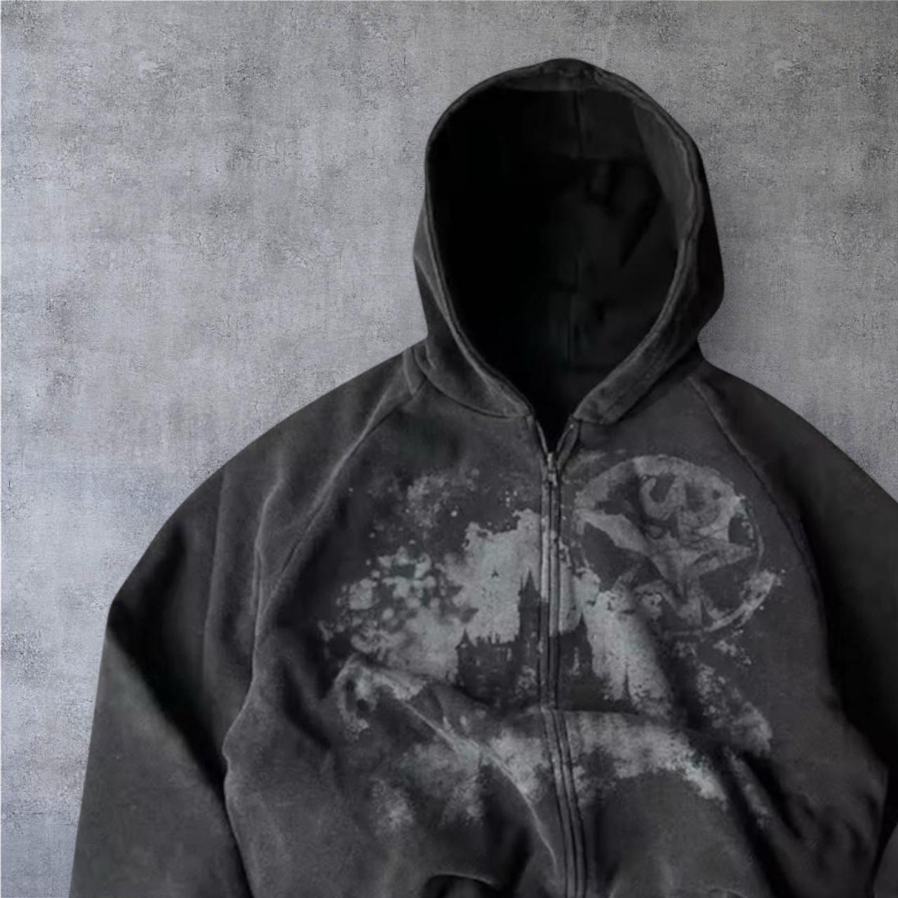 Y2k emo grunge gothic graphic print black cybercore... | Depop