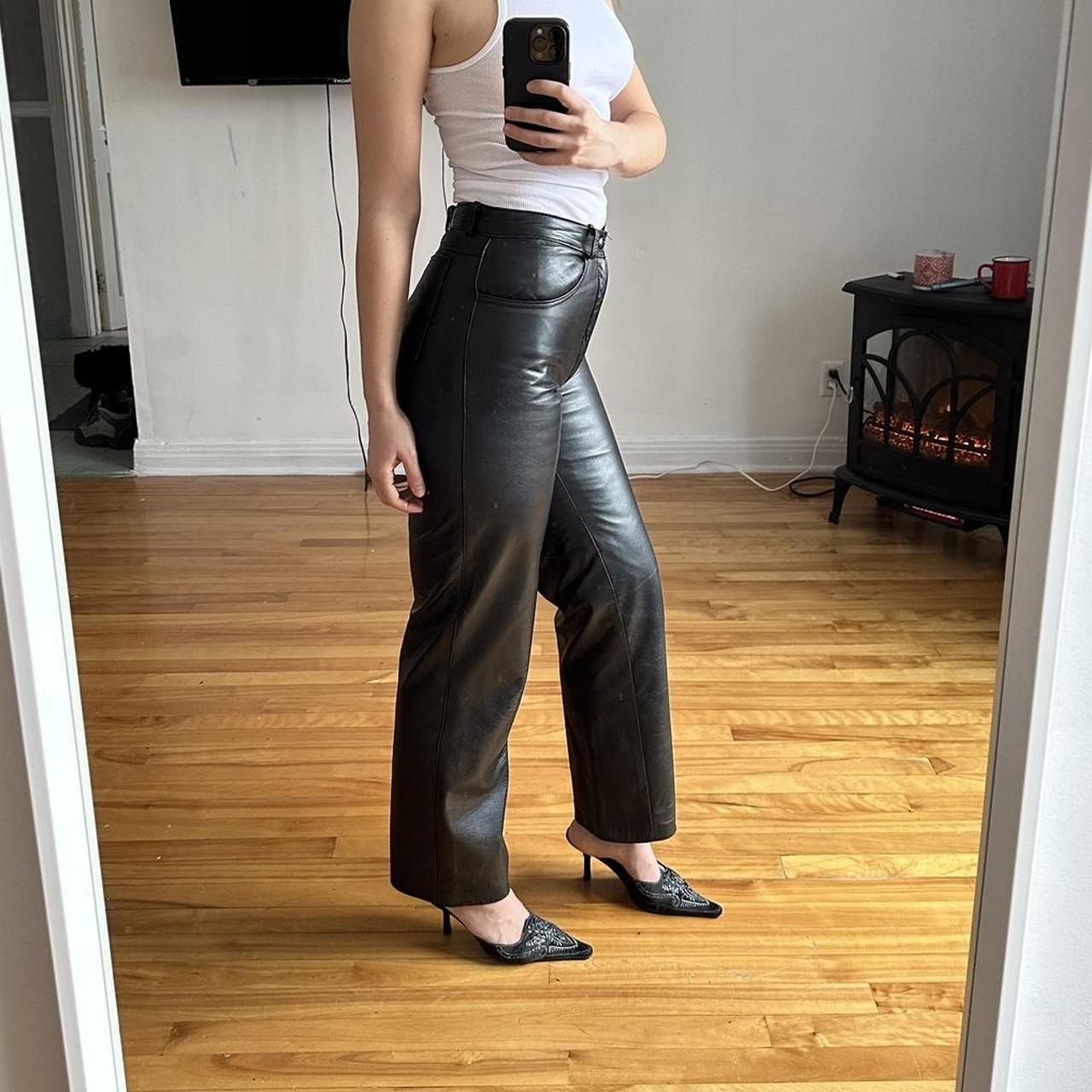 Vintage high waisted leather pants No tags Fits like... - Depop