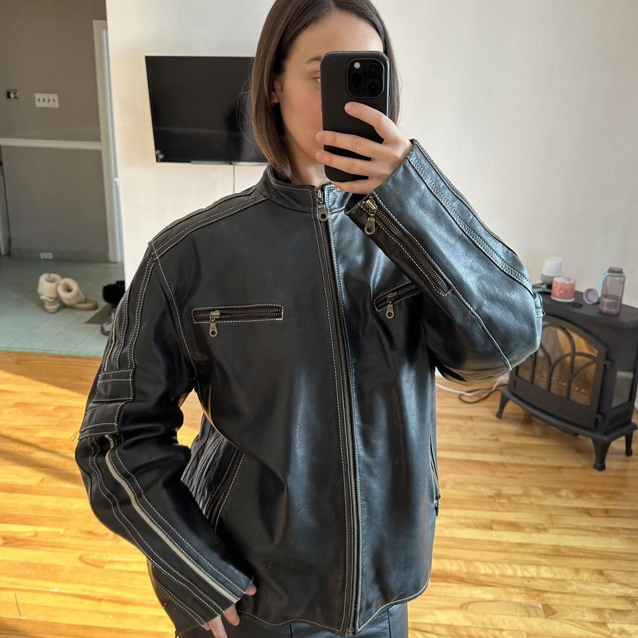 Vintage leather jacket By Dimitri Collection Size... - Depop