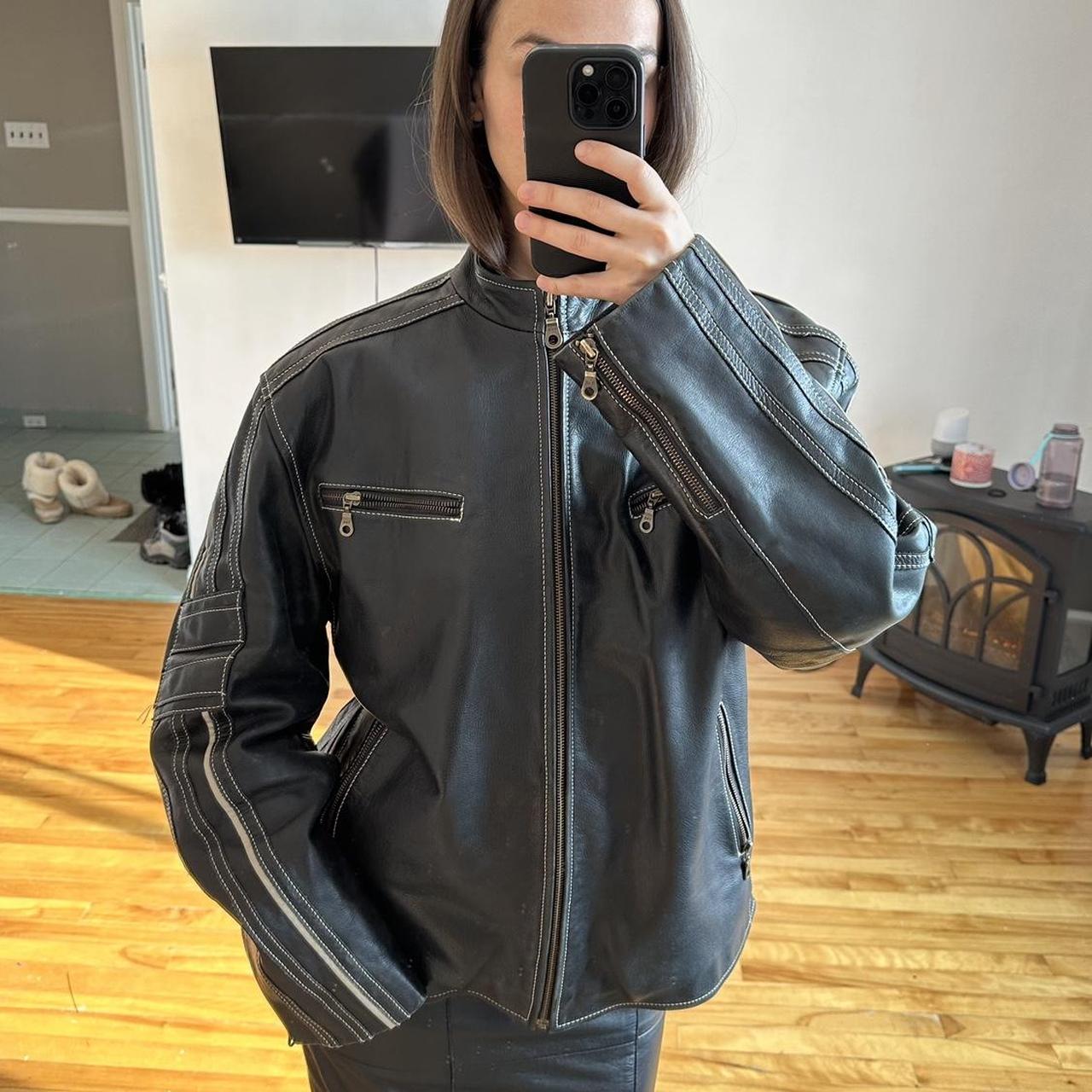 Vintage leather jacket By Dimitri Collection Size... - Depop