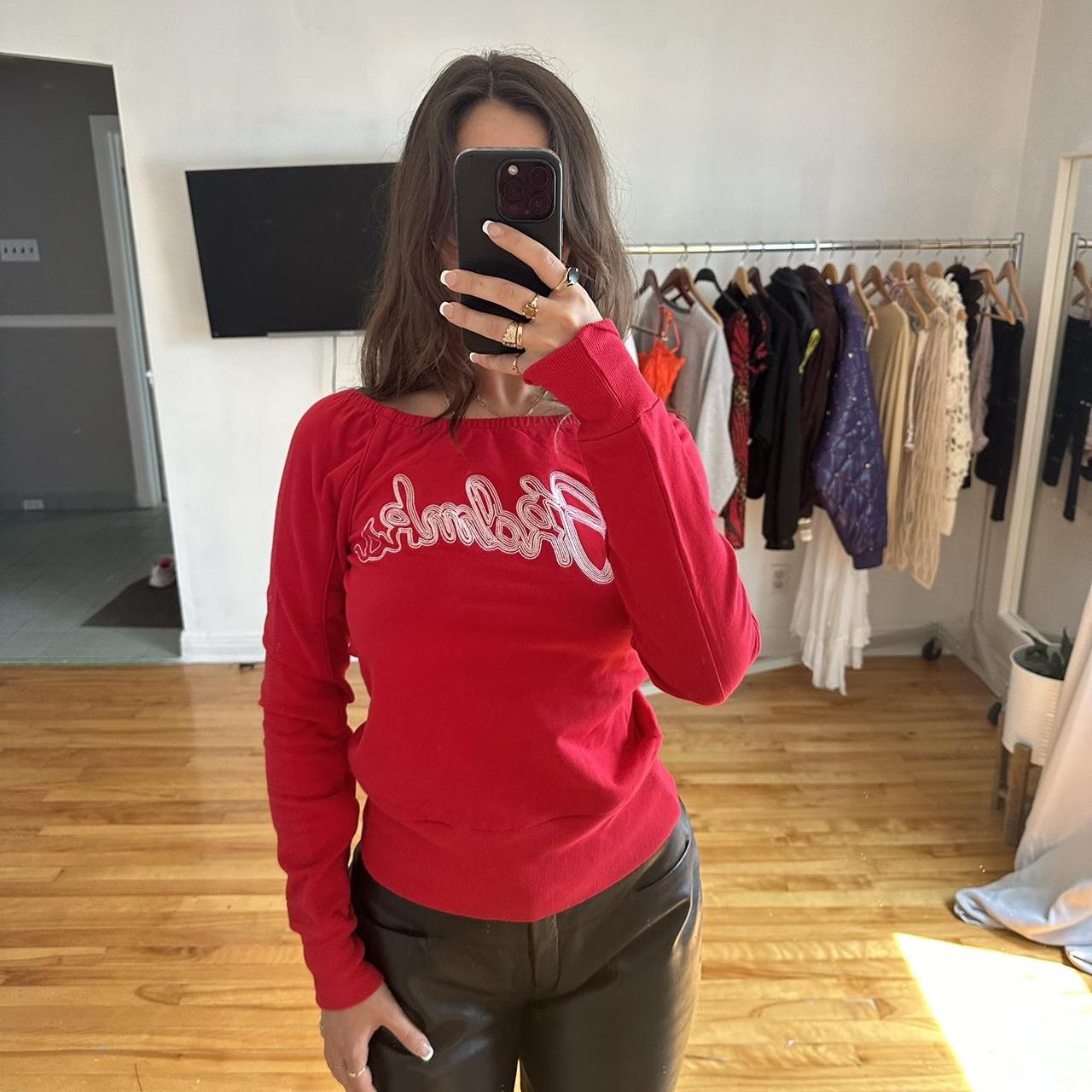 Vintage red Akademiks top with open back Size... - Depop