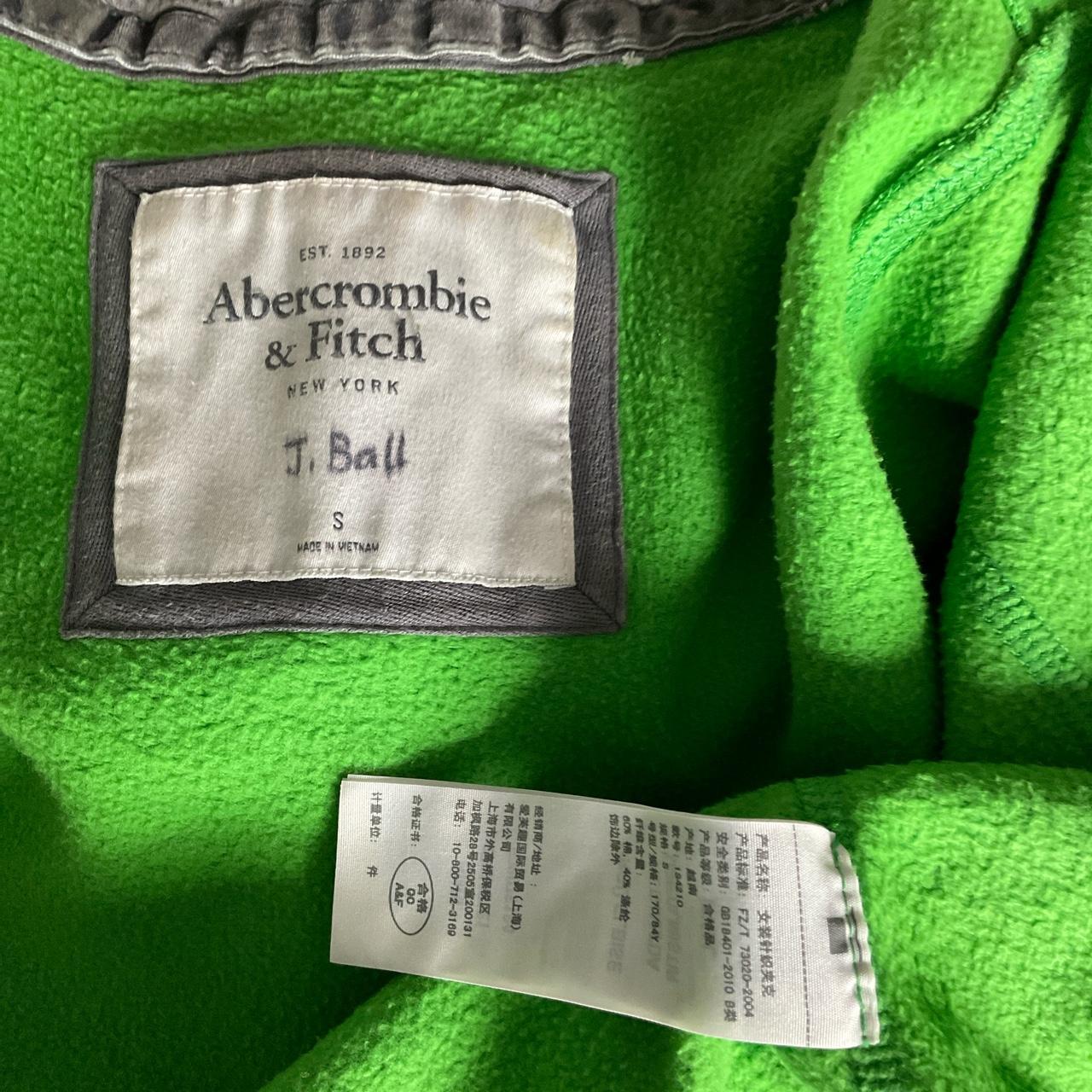 Bright green Abercrombie & Fitch zip up hoodie Size... - Depop