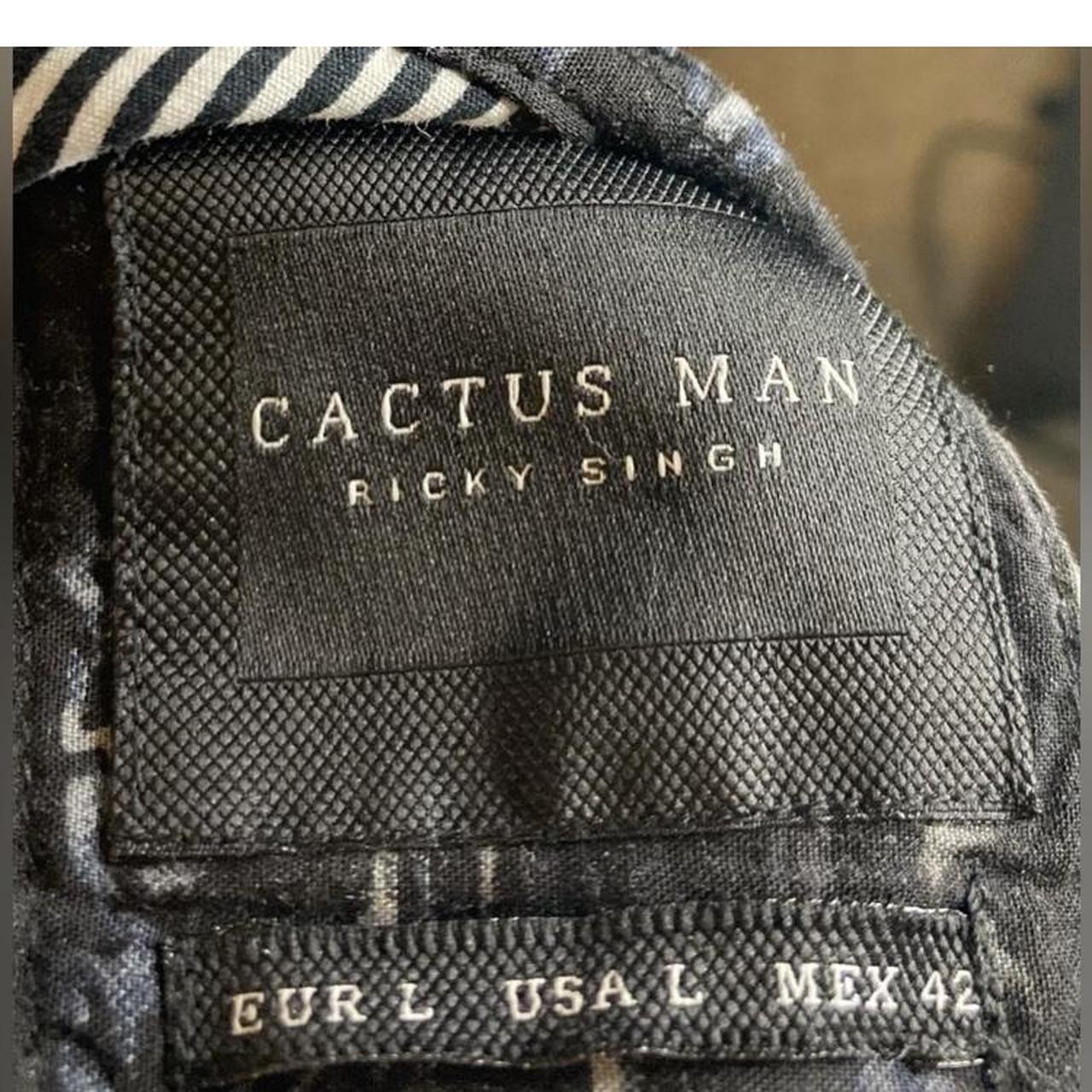 Cactus man Ricky Singh - Black and white Butten... - Depop